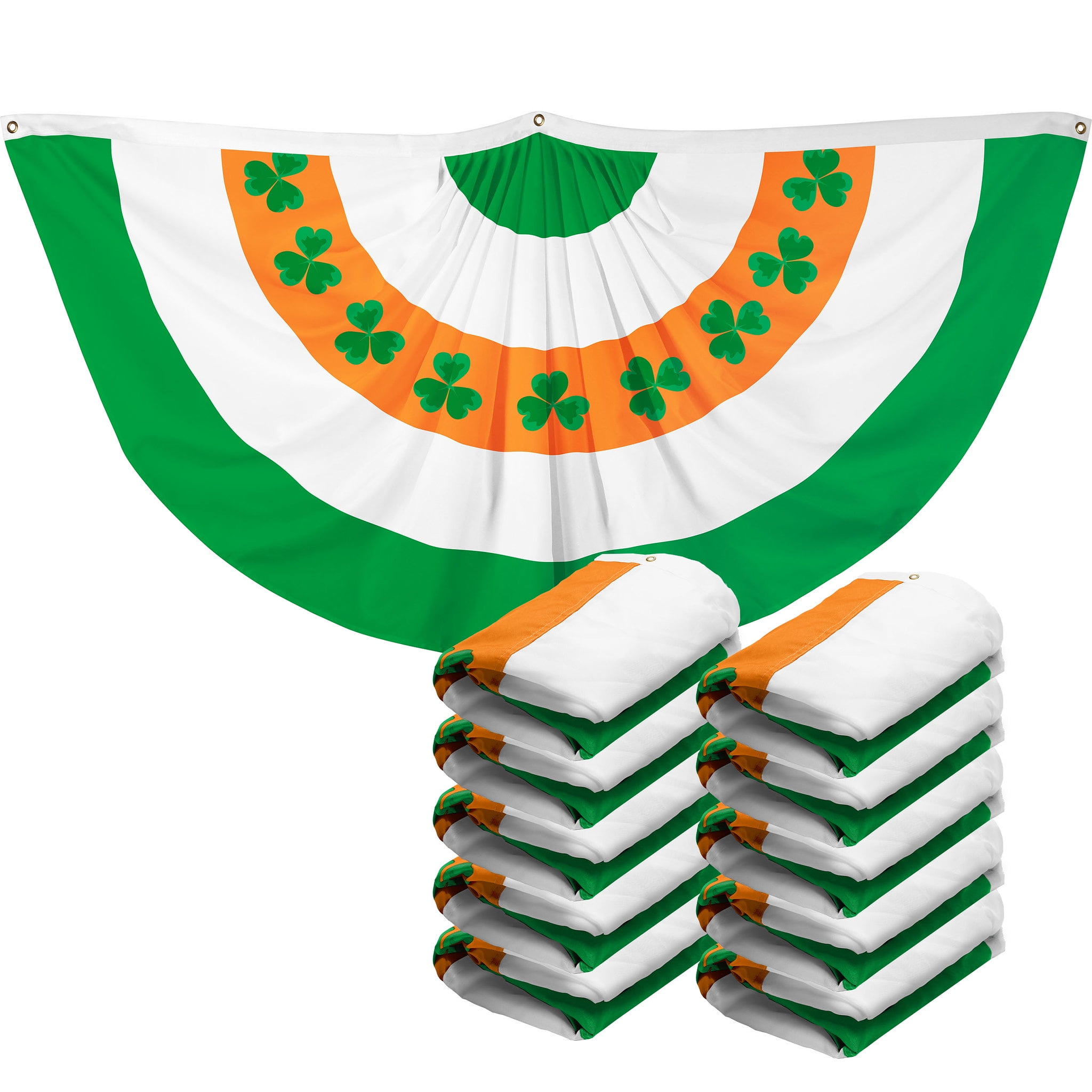 G128 10 Pack: Ireland Irish Shamrock Pleated Fan Flag | 3x6 Ft ...