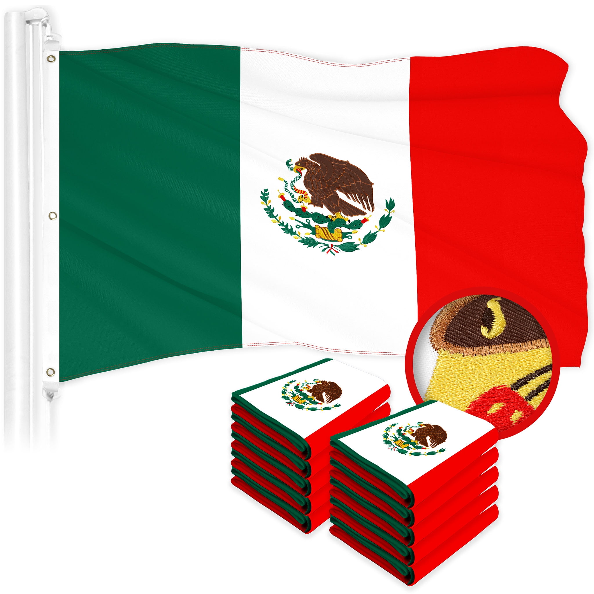 G128 10 Pack: Mexico Mexican Flag | 5x8 Ft | ToughWeave Series ...