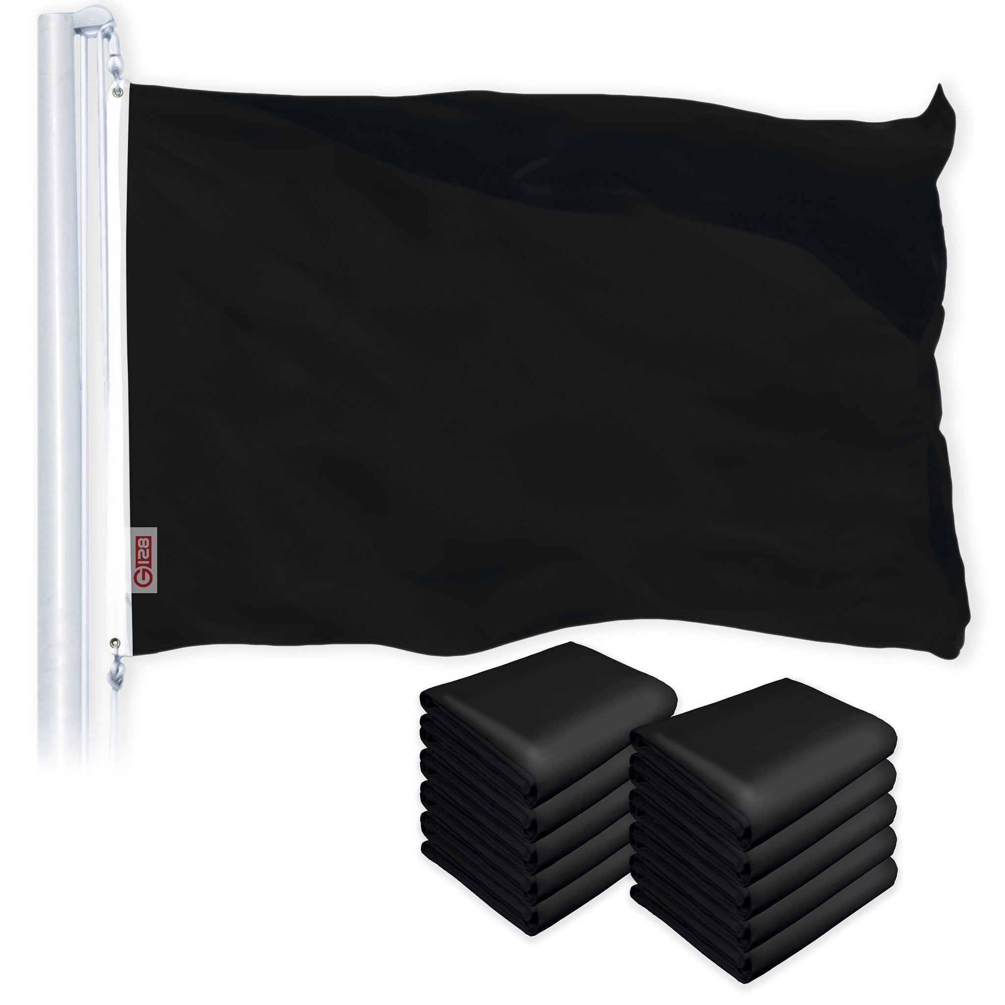 G128 10 Pack: Solid Black Color Flag | 2x3 Ft | LiteWeave Pro Series ...