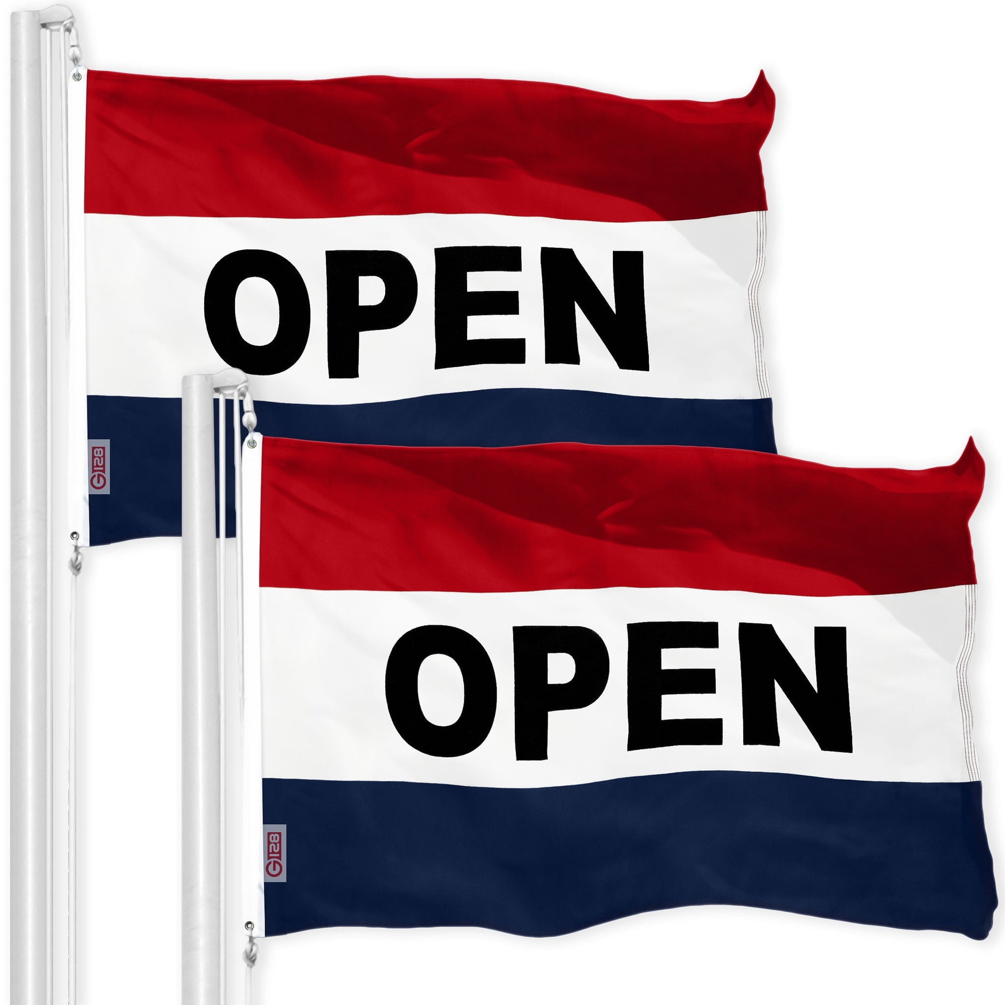 G128 - 2 PACK of Open Flag 3x5ft Printed on Brass Grommets 150D ...