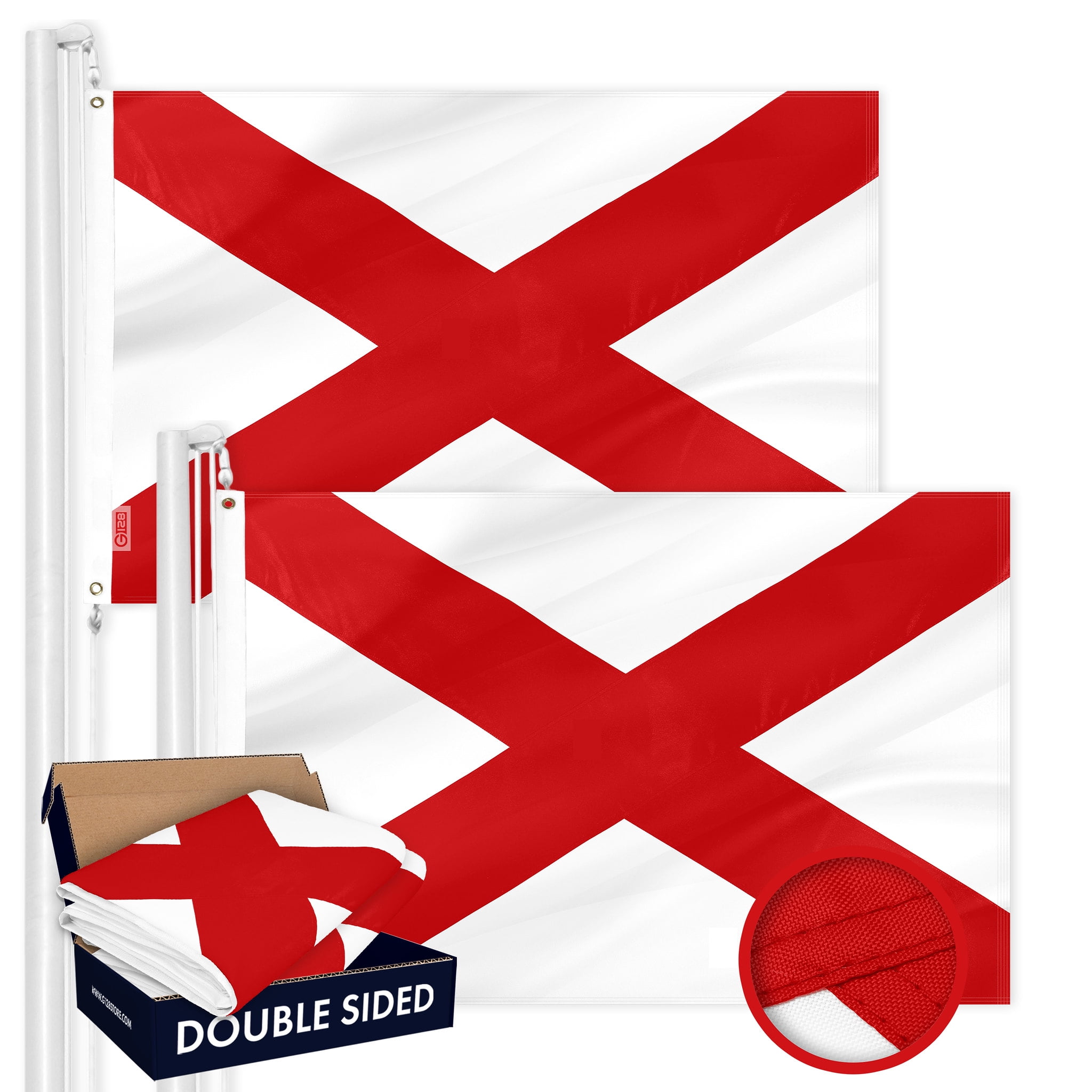 G128 2 Pack: Alabama AL State Flag | 3x5 Ft | Double ToughWeave Series ...