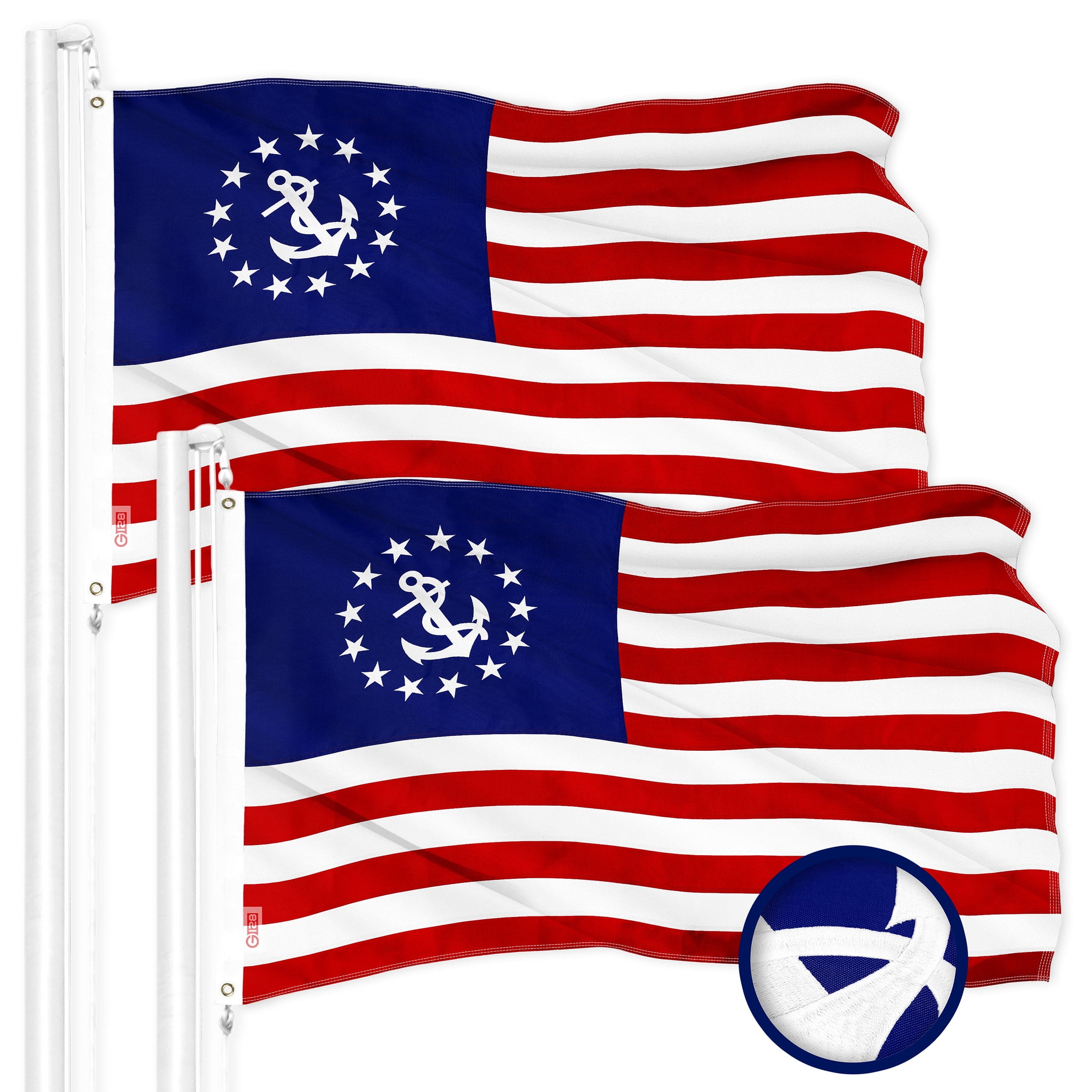 G128 2 Pack: American USA Yacht Ensign Flag | 2x3 Ft | ToughWeave ...