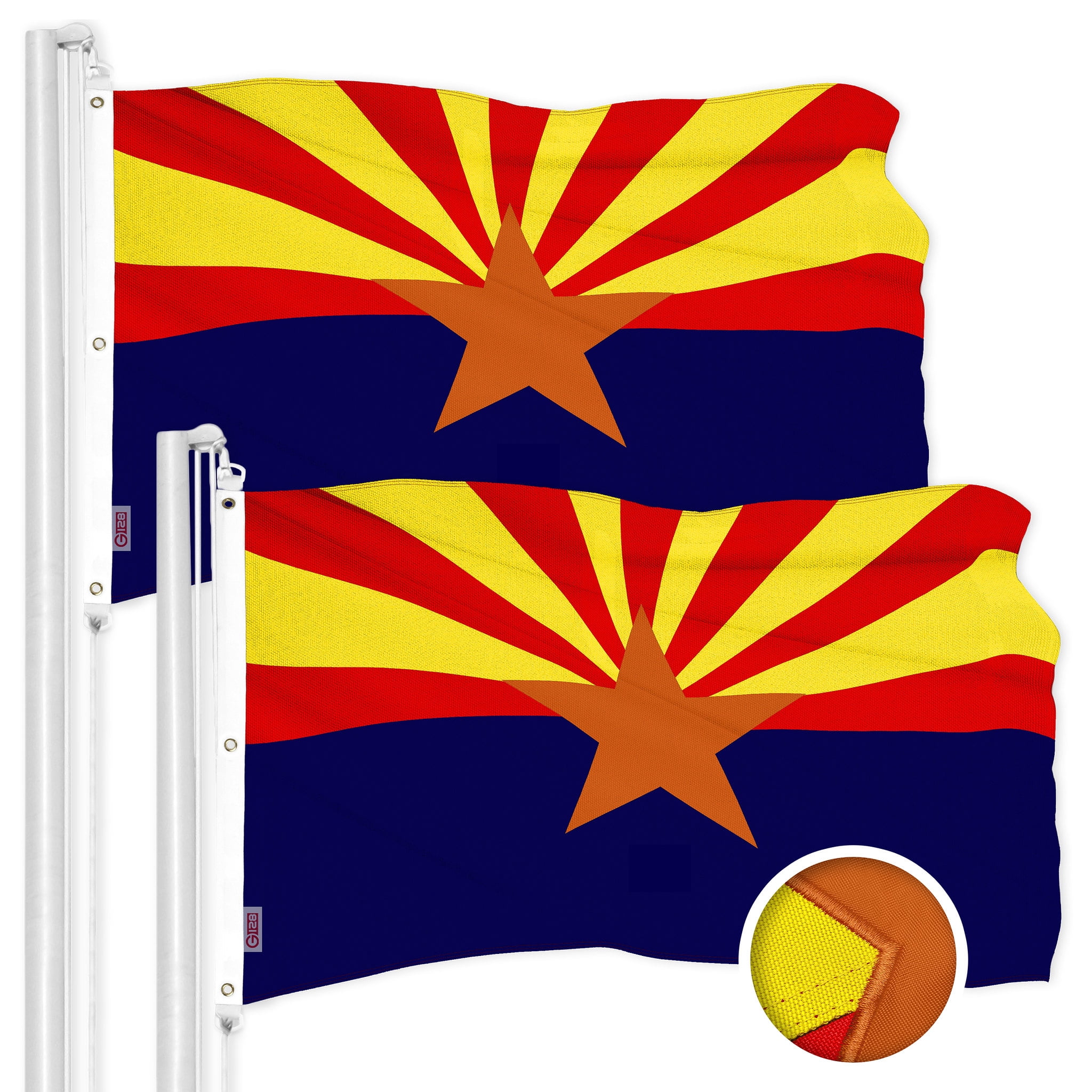 G128 2 Pack: Arizona AZ State Flag | 5x8 Ft | ToughWeave Series ...