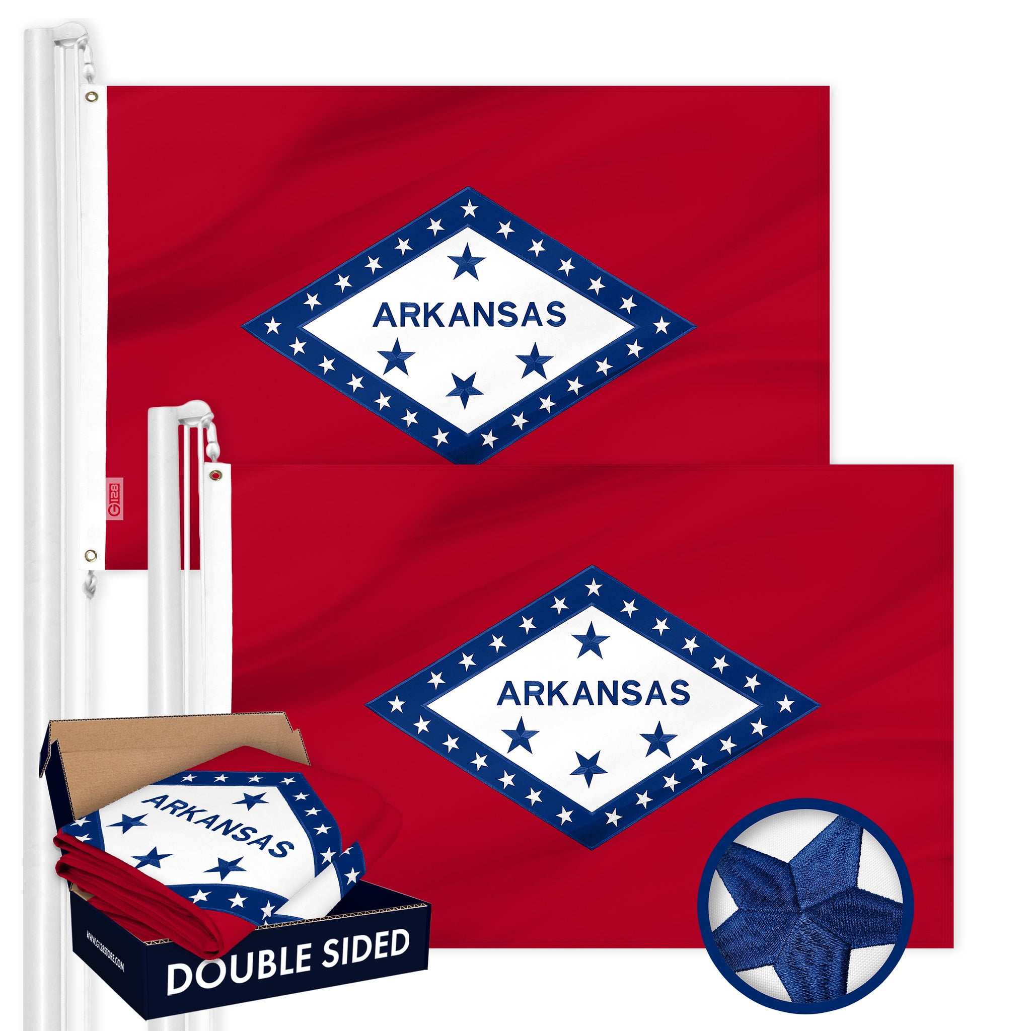 G128 Arkansas Flag 2 Pack, Heavy Duty Double-Sided Embroidered ...