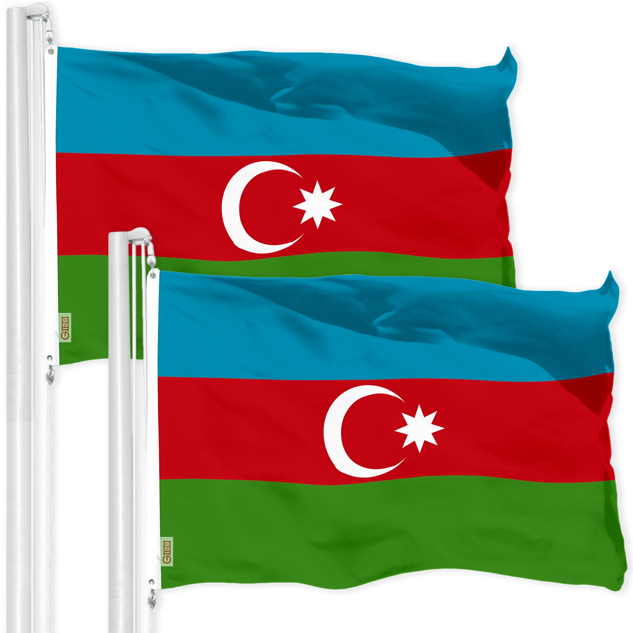 G128 2 Pack: Azerbaijan Azerbaijanis Azeris Flag | 3x5 Ft | LiteWeave ...
