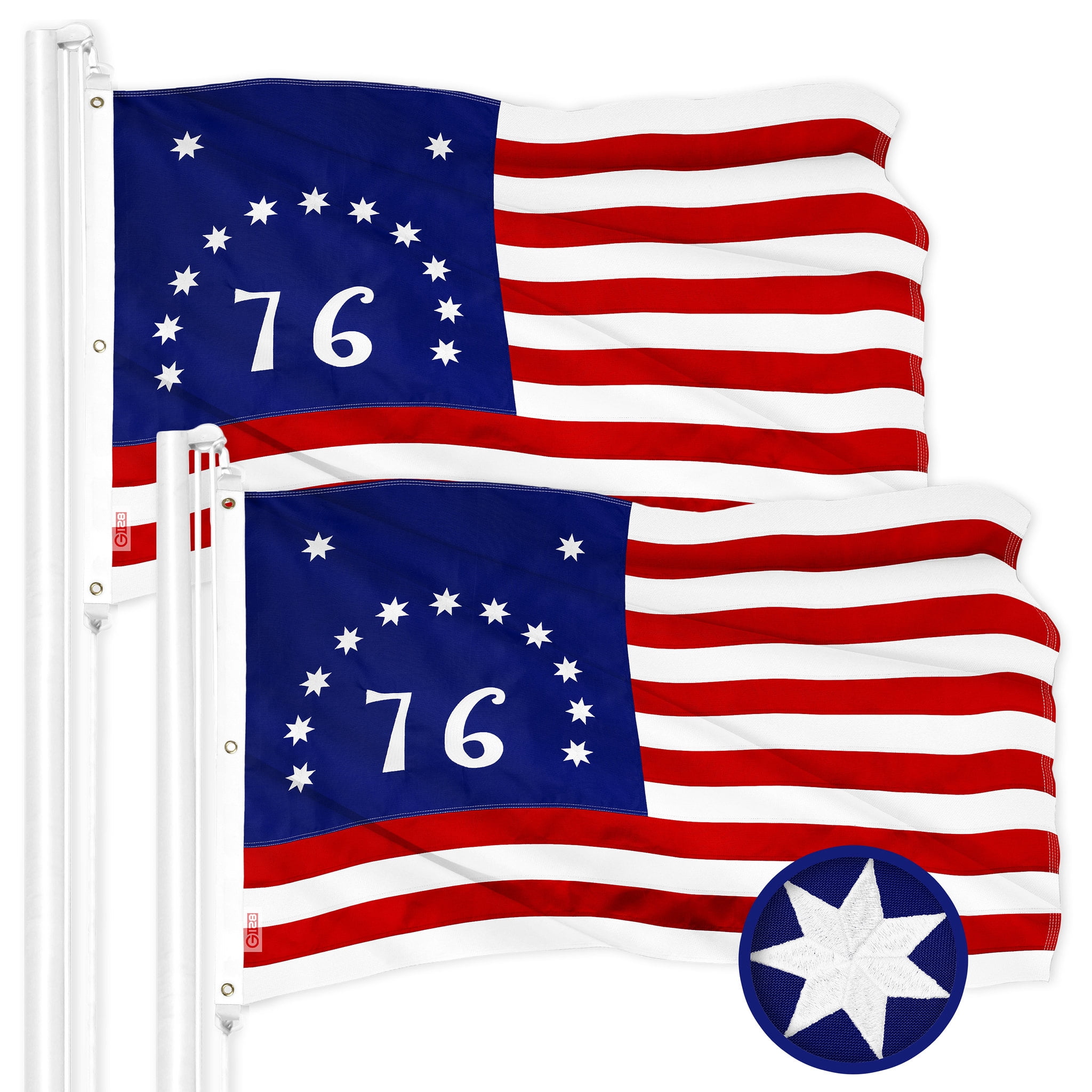 G128 2 Pack: Bennington 76 Flag | 5x8 Ft | ToughWeave Series ...