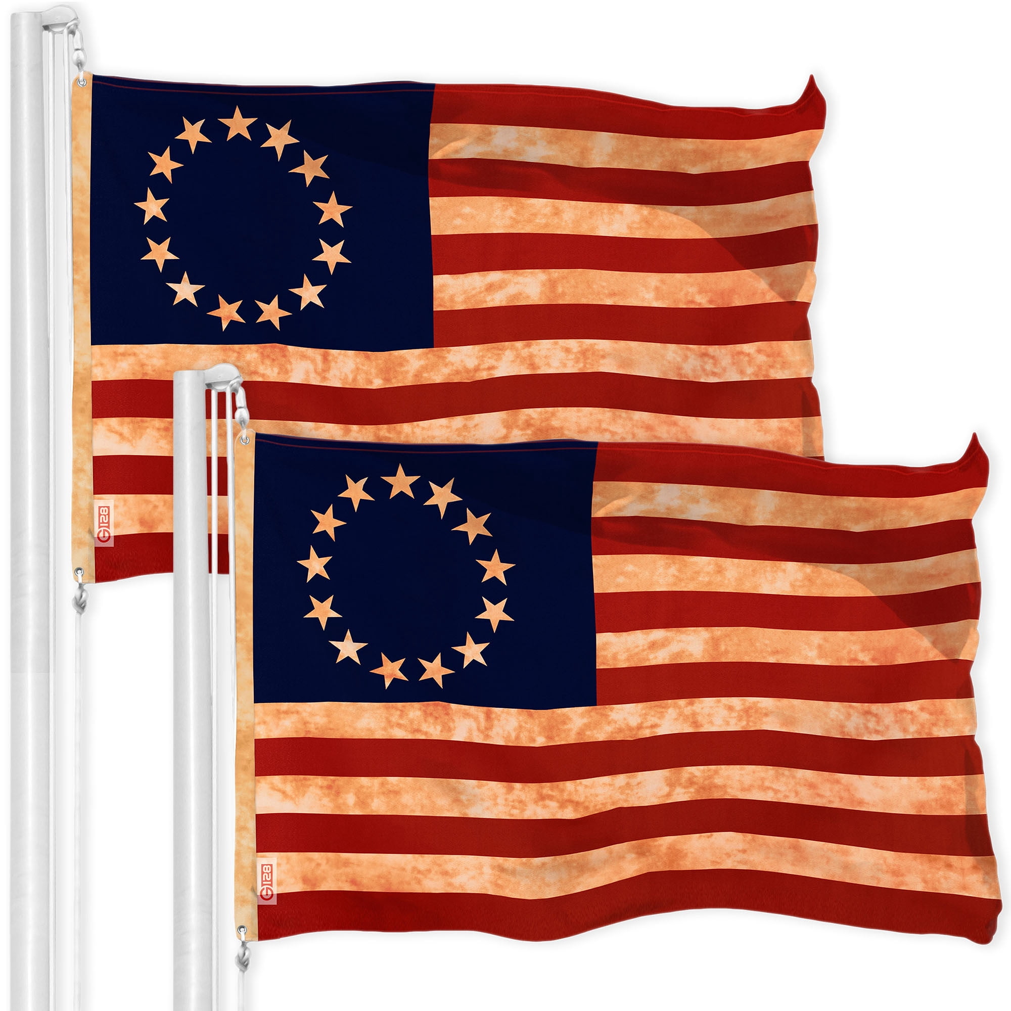 G128 2 Pack: Betsy Ross Tea-Stained Flag | 3x5 Ft | LiteWeave Pro ...