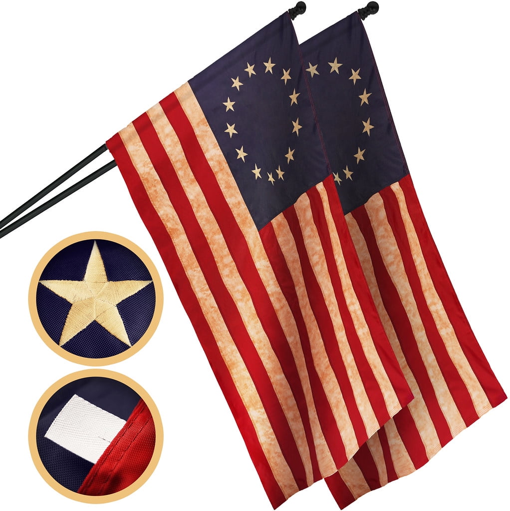 G128 2 Pack: Betsy Ross Tea-Stained Flag | 3x5 Ft | ToughWeave Pro ...