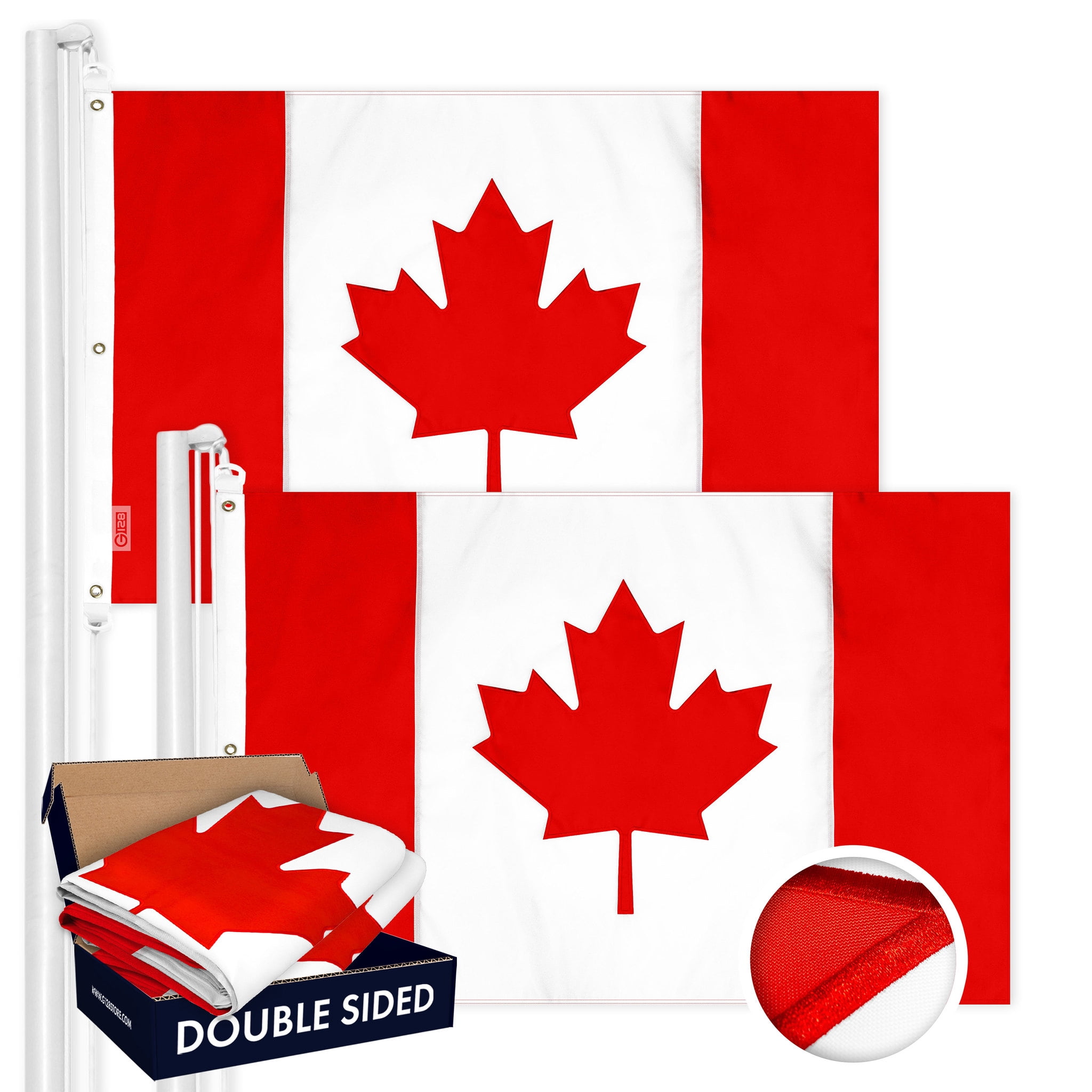 G128 2 Pack: Canada Canadian Flag | 5x8 Ft | Double ToughWeave Series ...