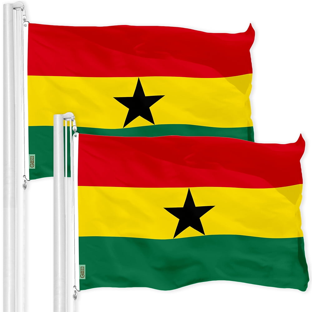 G128 2 Pack: Ghana Ghanaian Flag | 3x5 Ft | Printed 150D Polyester ...