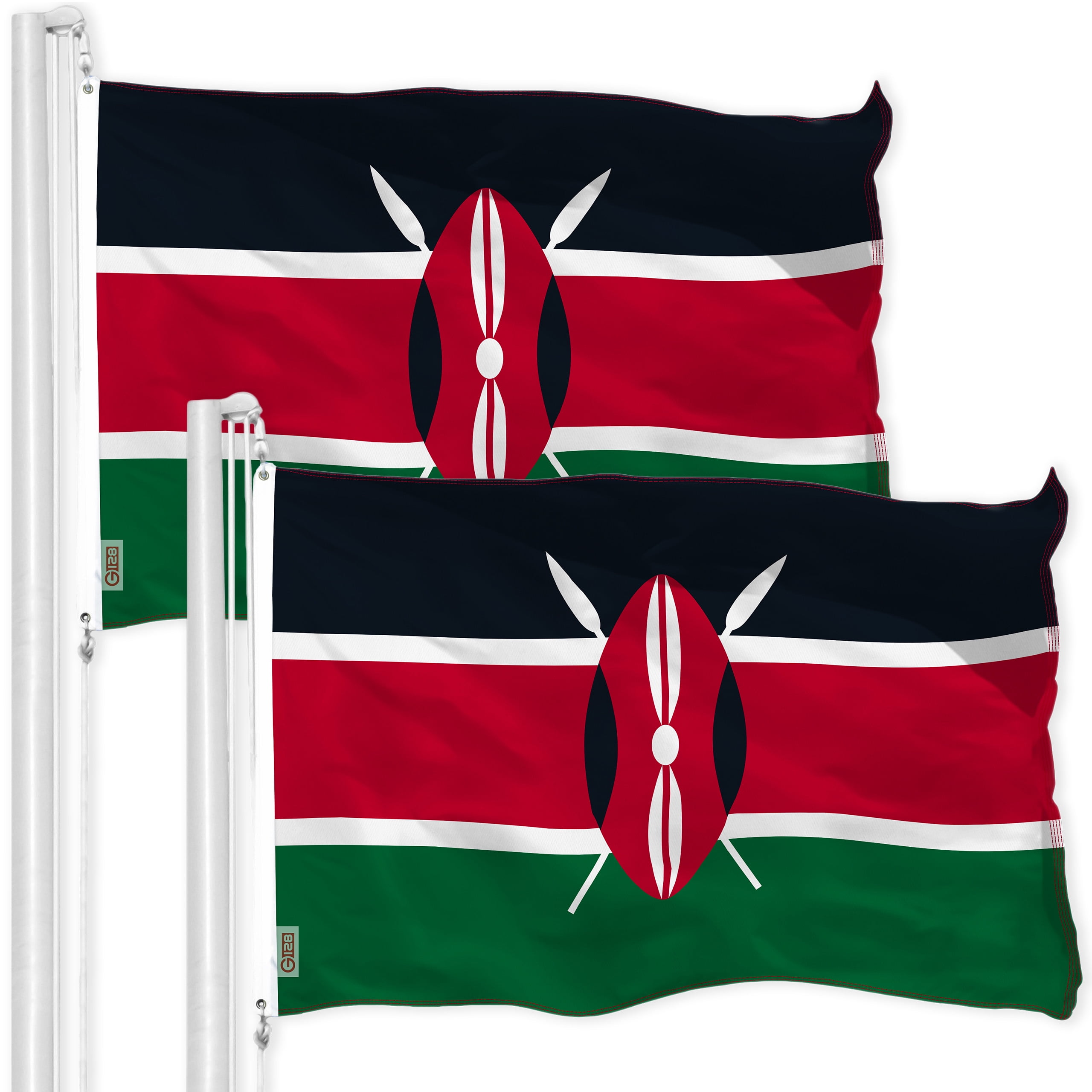 G128 – 2 Pack: Kenya (Kenyan) Flag | 3x5 feet | Printed 150D – Indoor ...