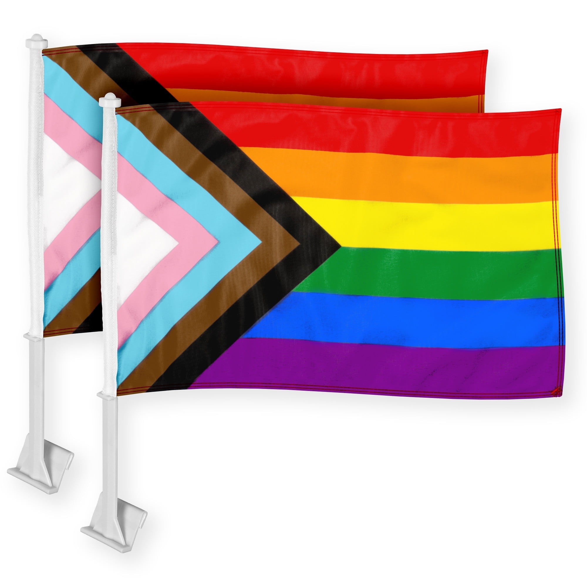 G128 2 Pack: LGBT Progress Rainbow Pride Car Flag | 11x17 In | Double ...