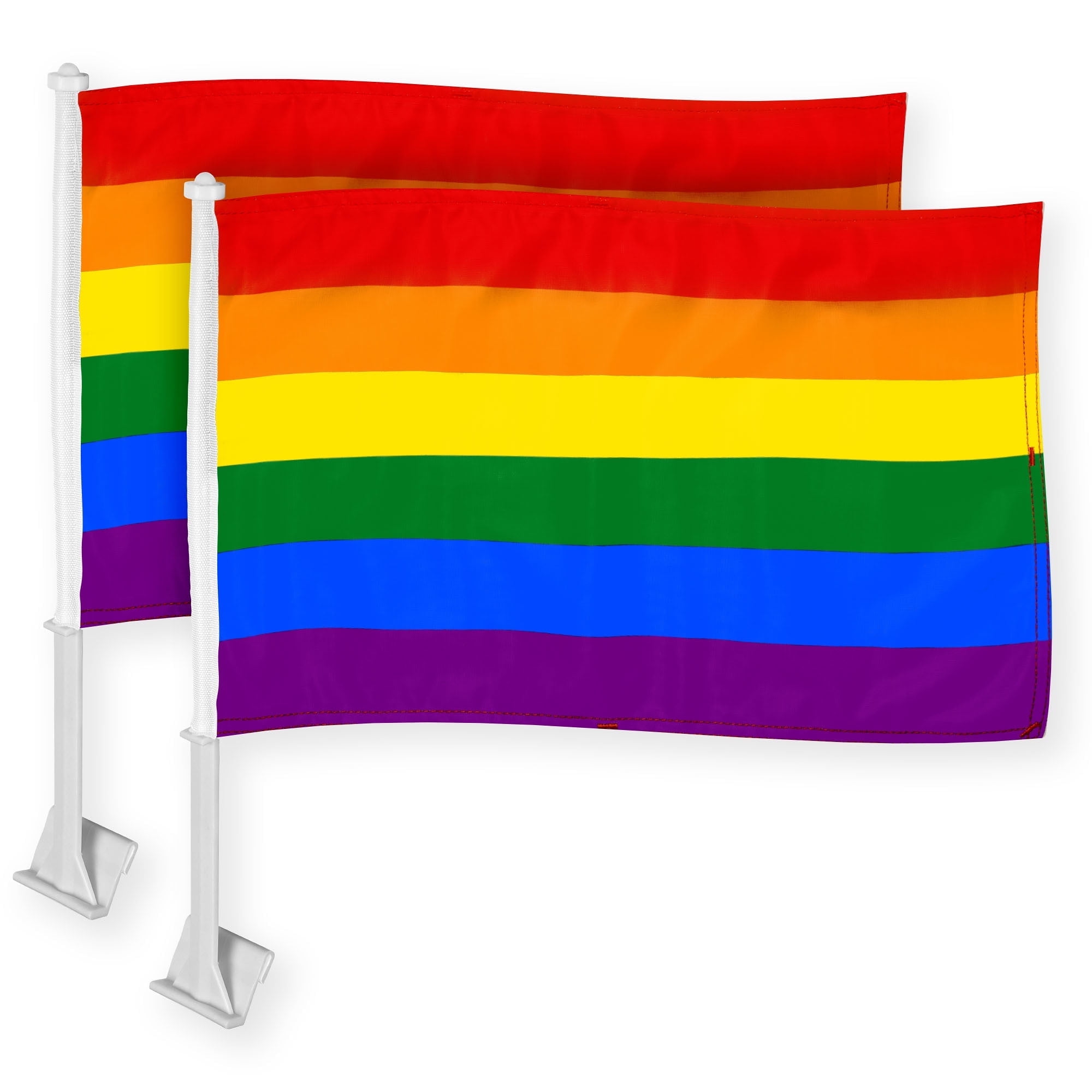 G128 2 Pack: LGBT Rainbow Pride Car Flag | 11x17 In | Double LiteWeave ...