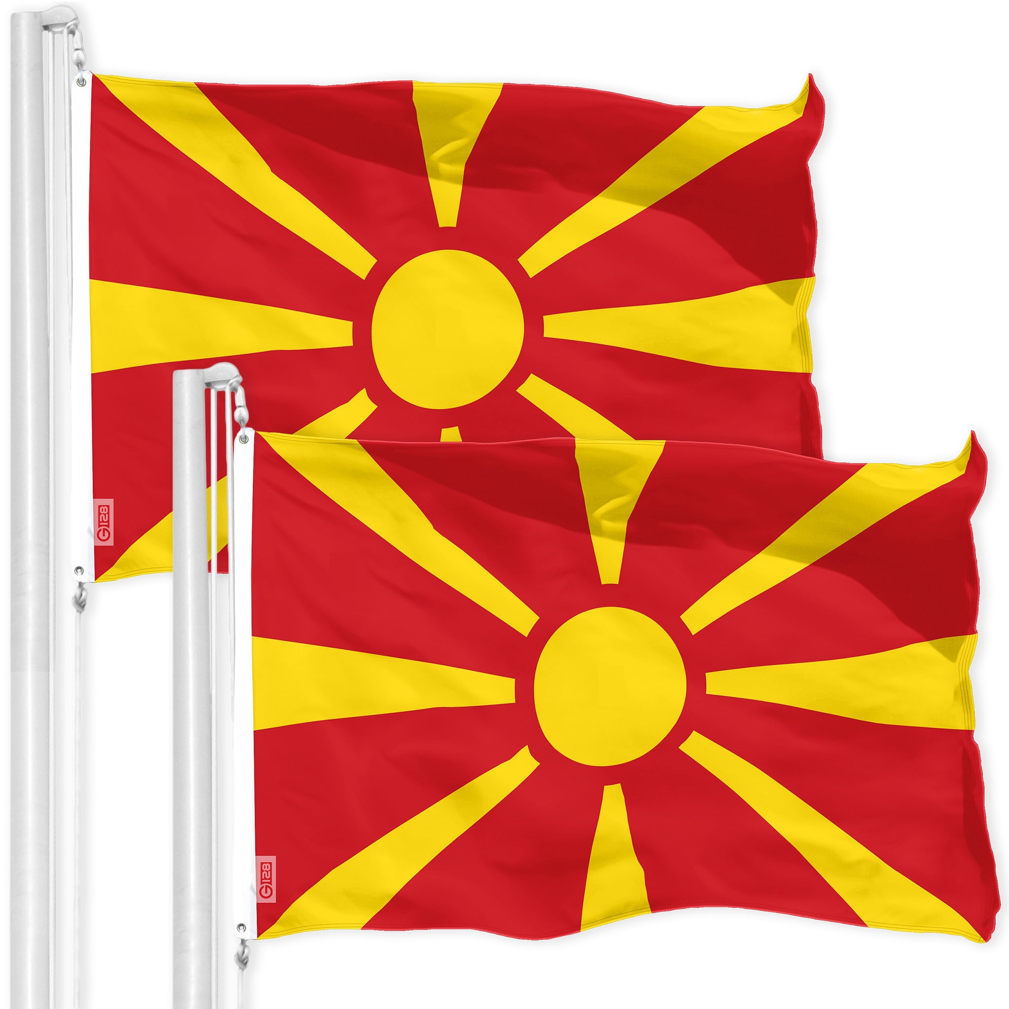G128 2 Pack: Macedonia Macedonian Flag | 3x5 Ft | Printed 150D ...