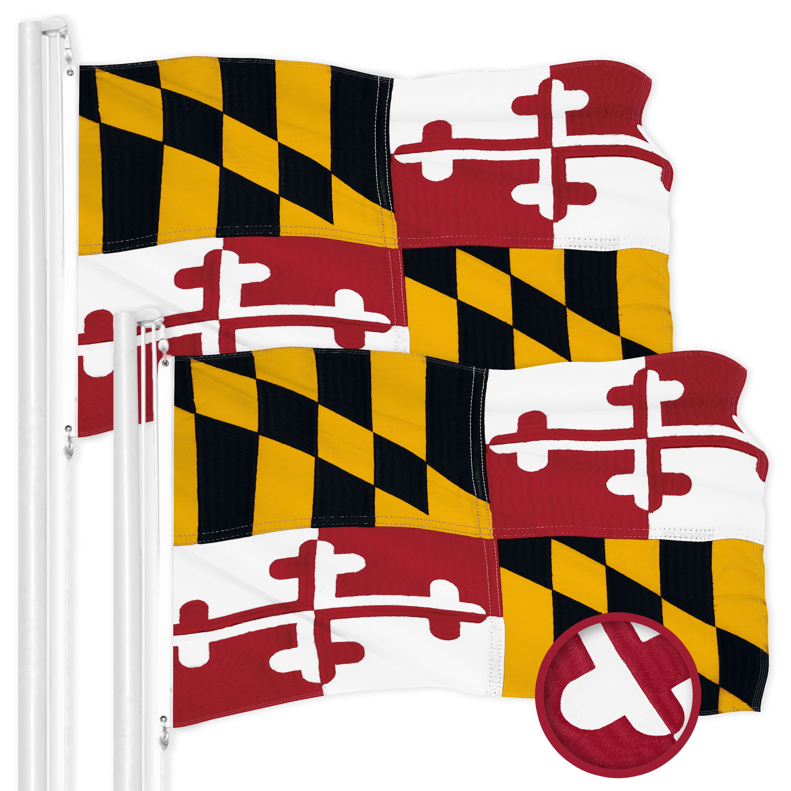 G128 2 Pack: Maryland MD State Flag | 1x1.5 Ft | ToughWeave Series ...