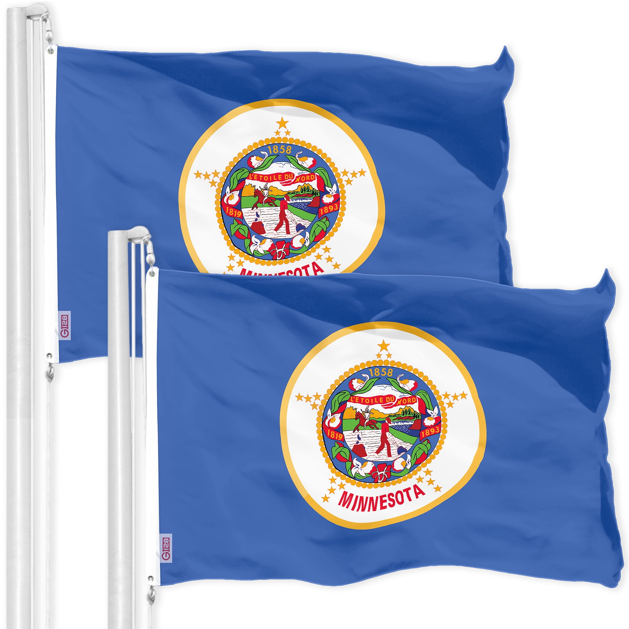 G128 2 Pack: Minnesota MN State Flag | 3x5 Ft | Printed 150D Polyester ...