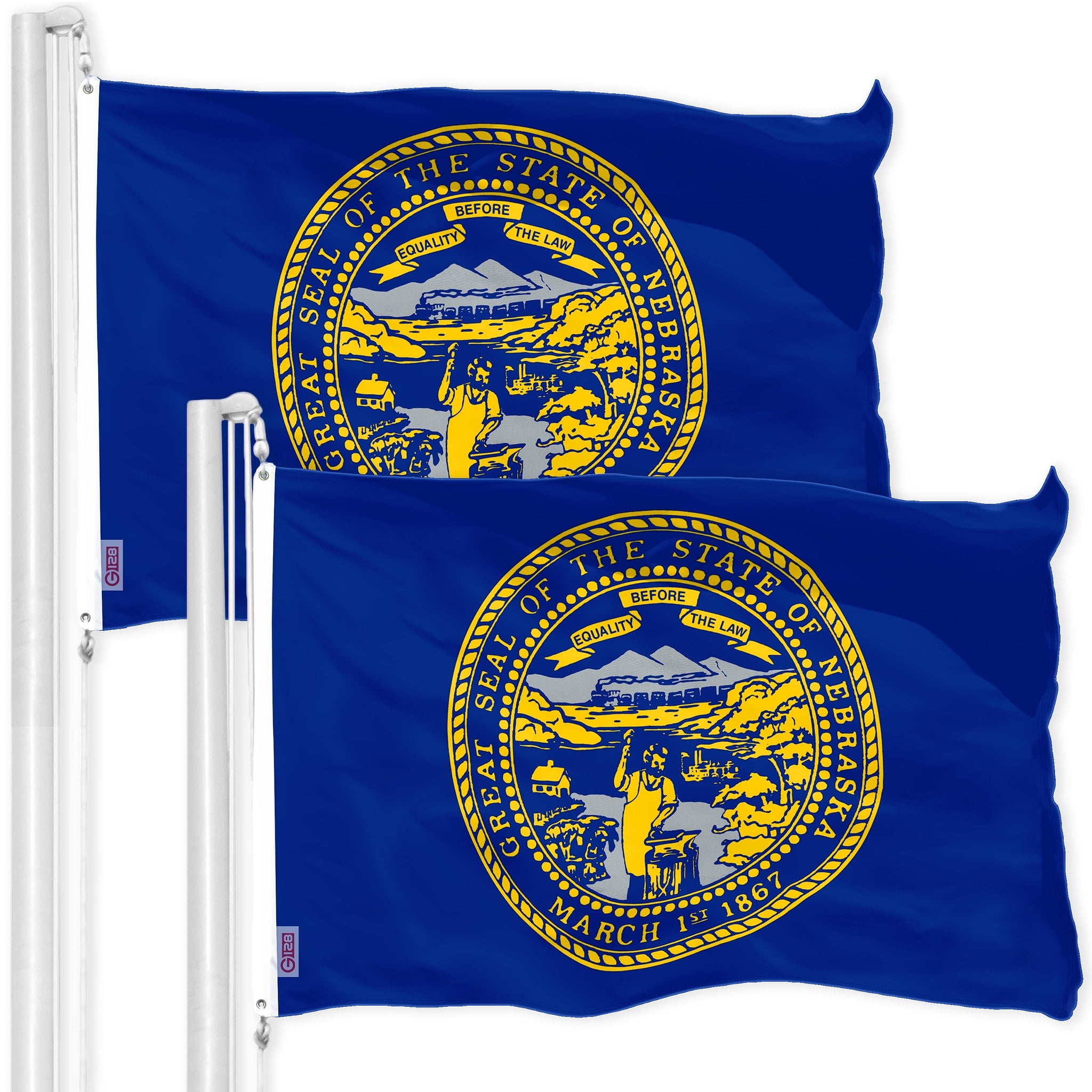 G128 2 Pack: Nebraska NE State Flag | 3x5 Ft | Printed 150D Polyester ...