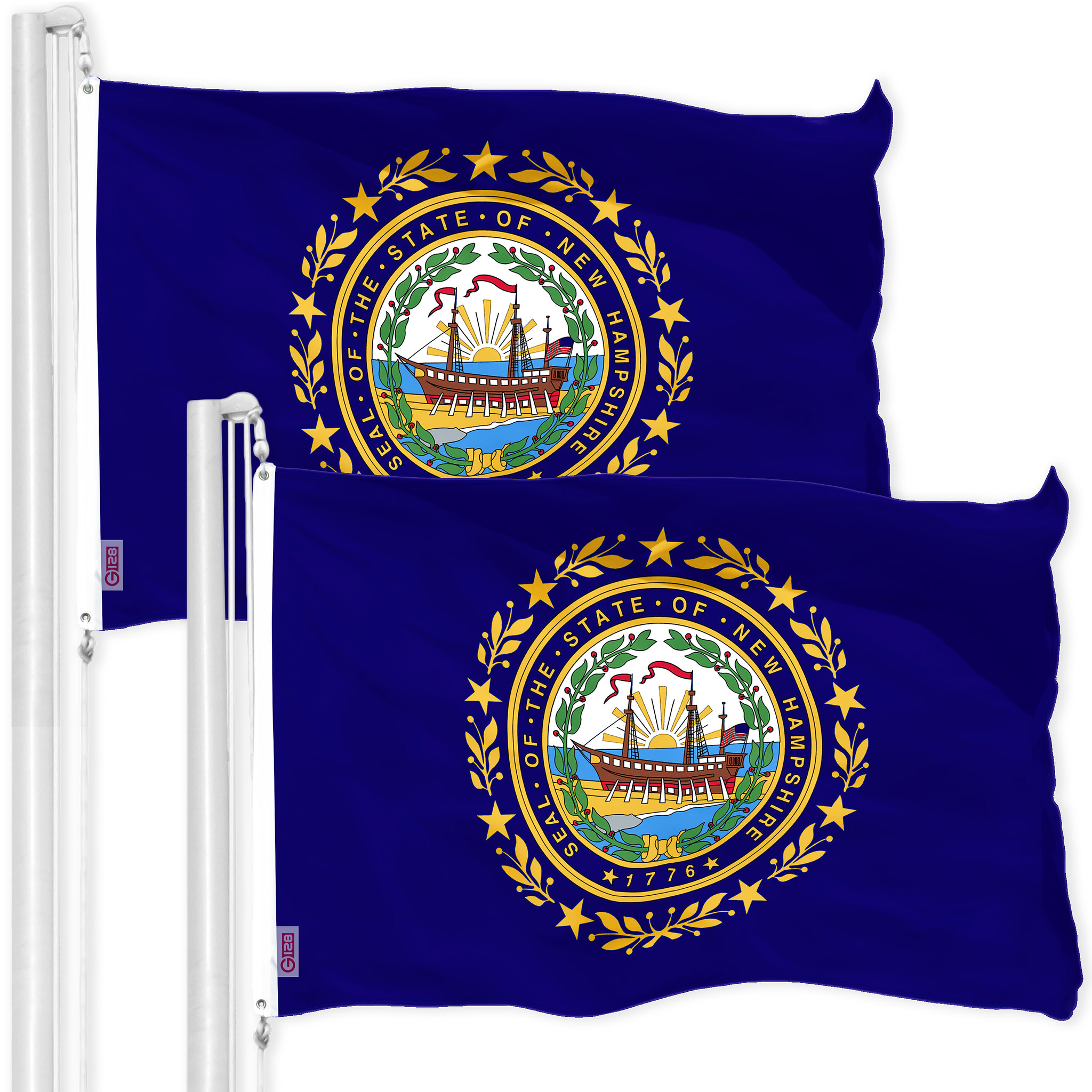 G128 2 Pack: New Hampshire NH State Flag | 3x5 Ft | Printed 150D ...