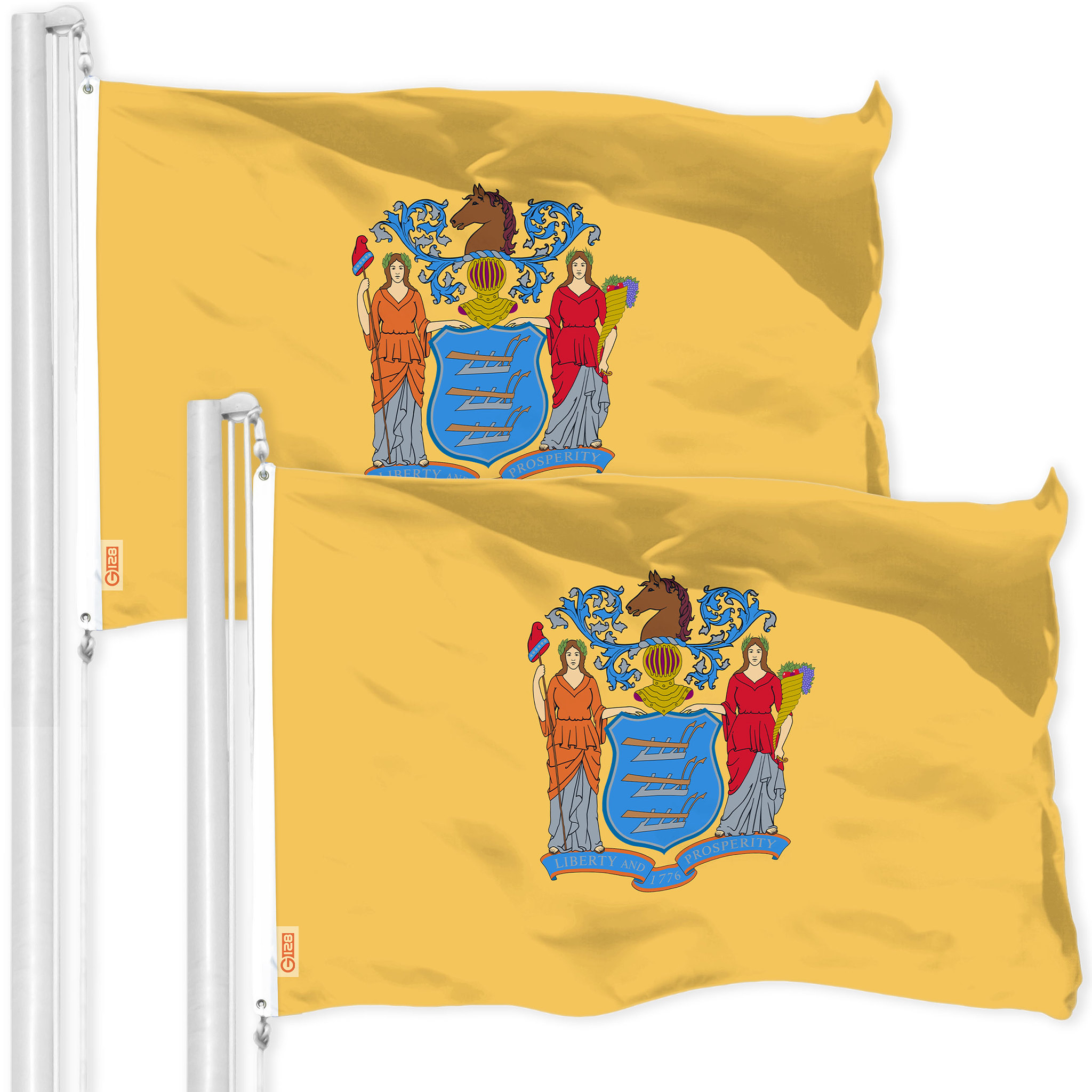 G128 2 Pack: New Jersey NJ State Flag | 3x5 Ft | LiteWeave Pro Series ...