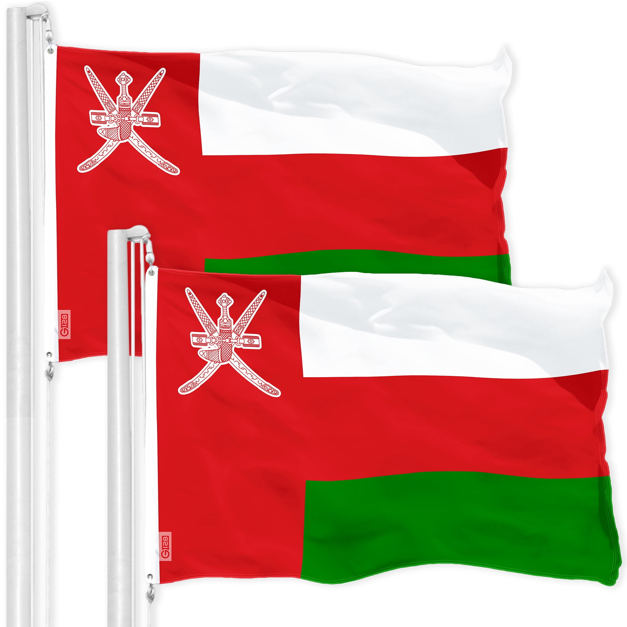 G128 2 Pack: Oman Omani Flag | 3x5 Ft | Printed 150D Polyester - Indoor ...