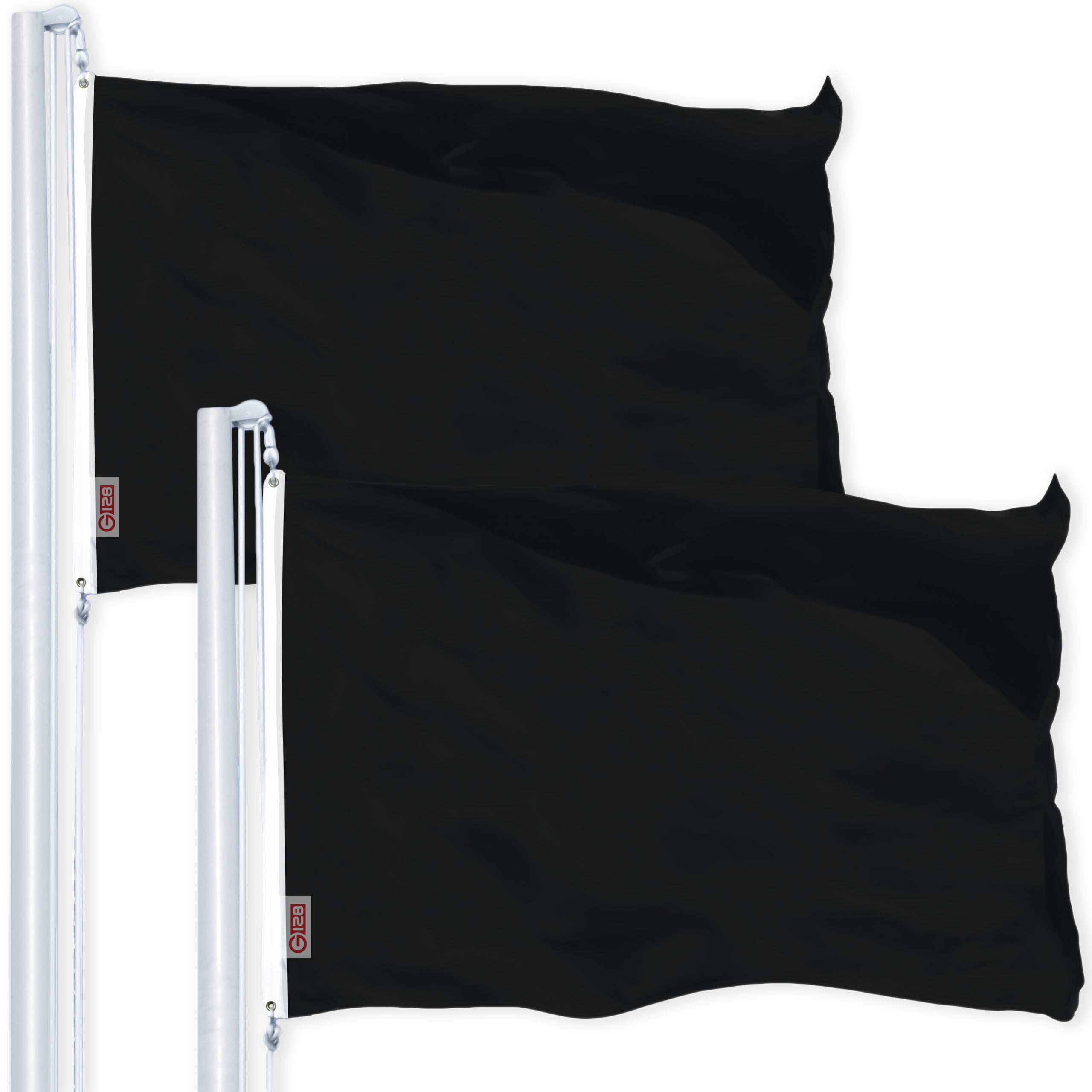 G128 2 Pack: Solid Black Color Flag | 4x6 Ft | LiteWeave Pro Series ...