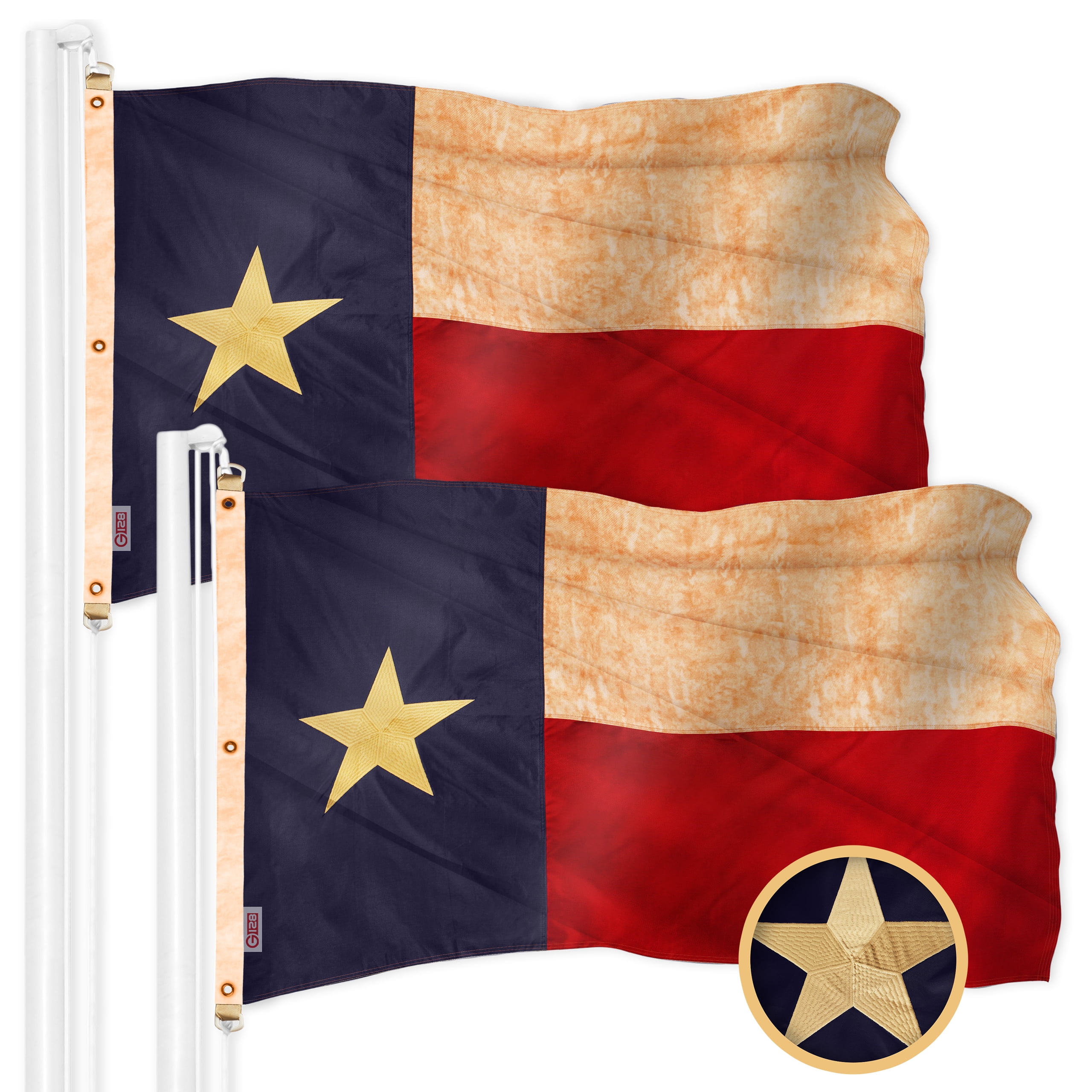 G128 2 Pack: Texas Tea-Stained TX State Flag | 5x8 Ft | ToughWeave Pro ...