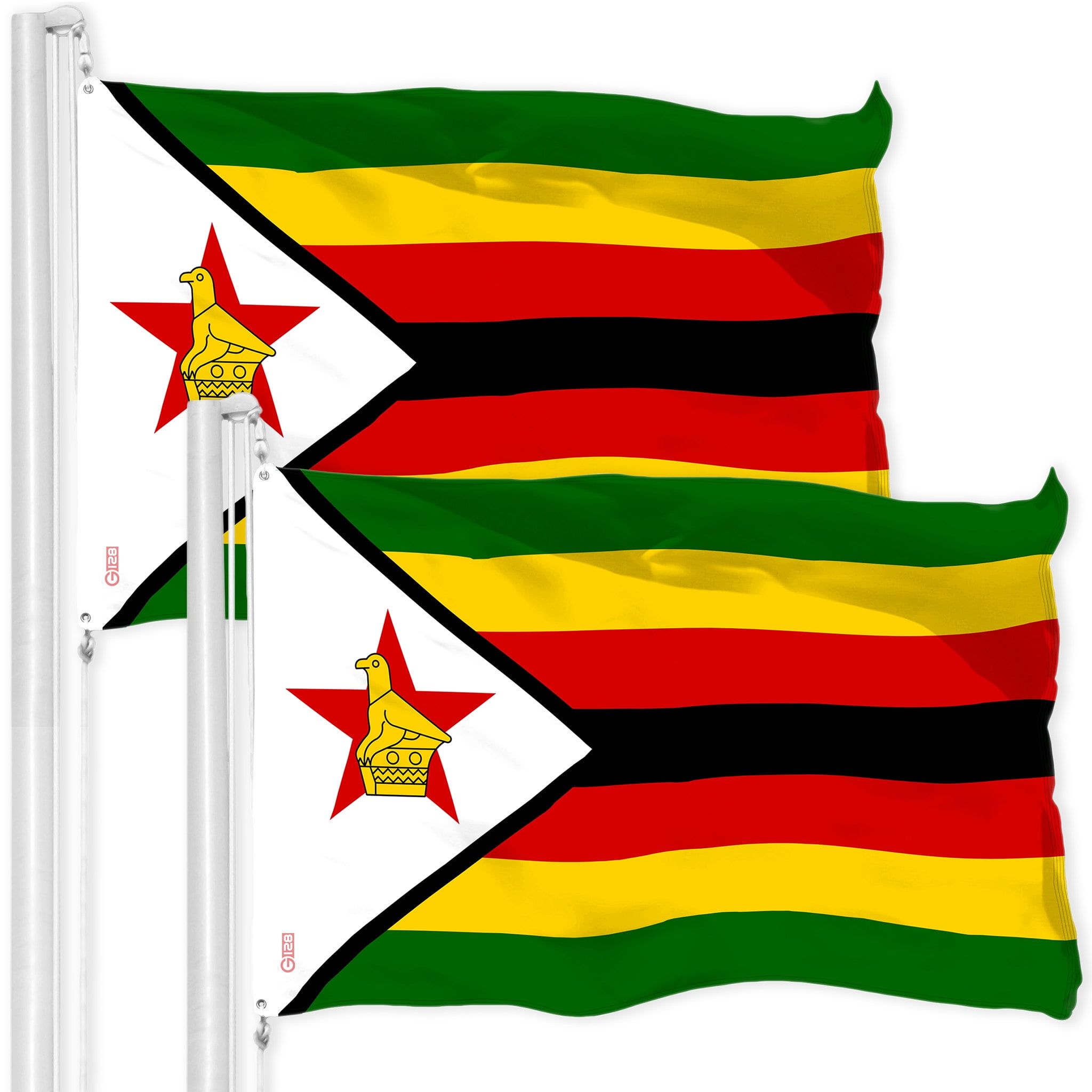 G128 2 Pack: Zimbabwe Zimbabwean Flag | 3x5 Ft | LiteWeave Pro Series ...
