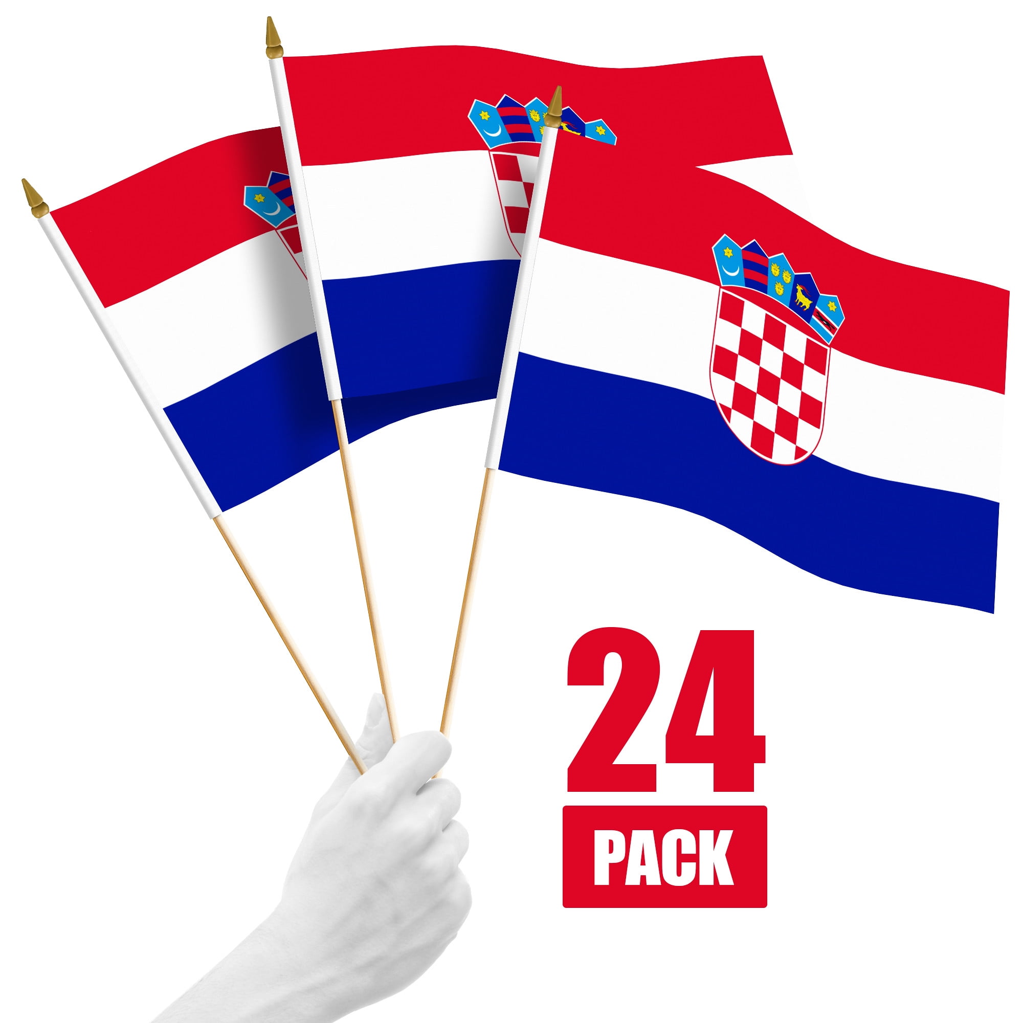 G128 24 Pack Handheld Croatia Croatian Stick Flags | 12x18 In | Printed ...