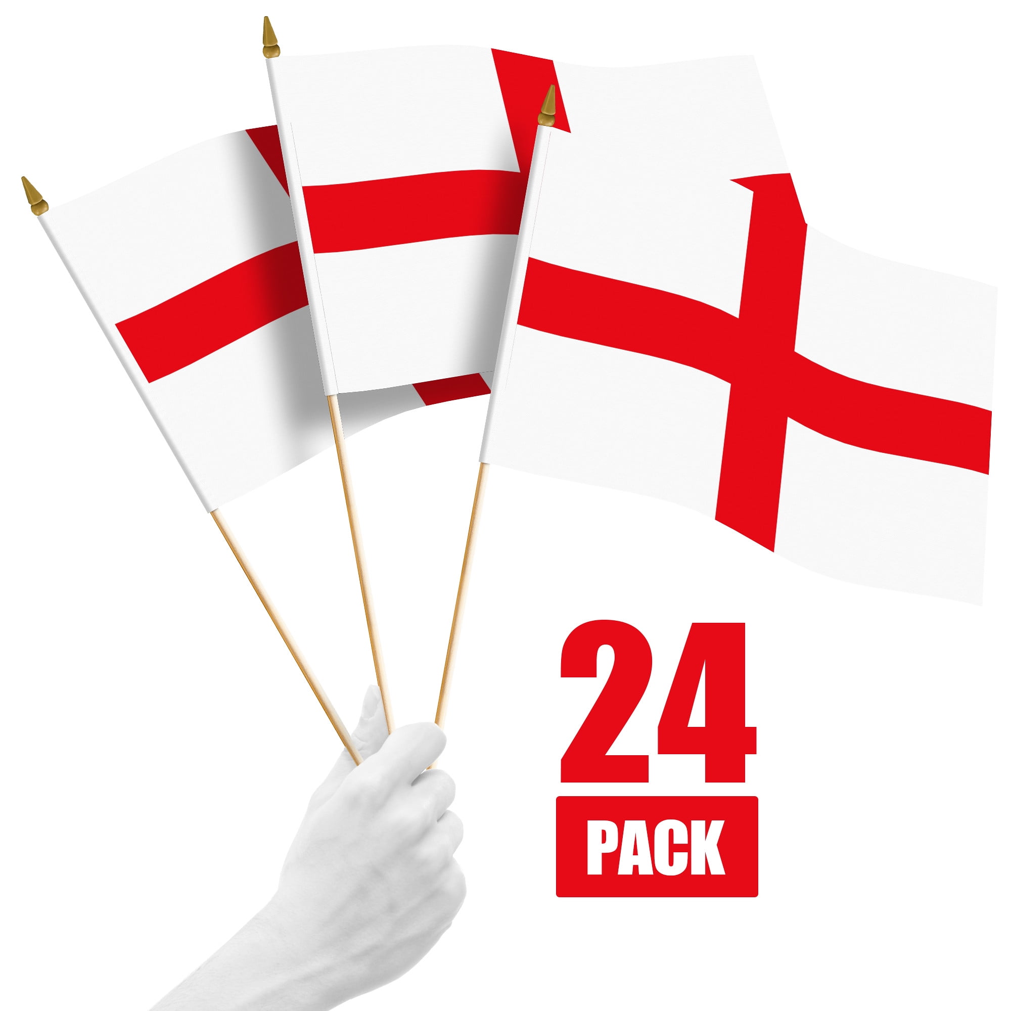 G128 24 Pack Handheld England English Stick Flags | 12x18 In | Printed ...