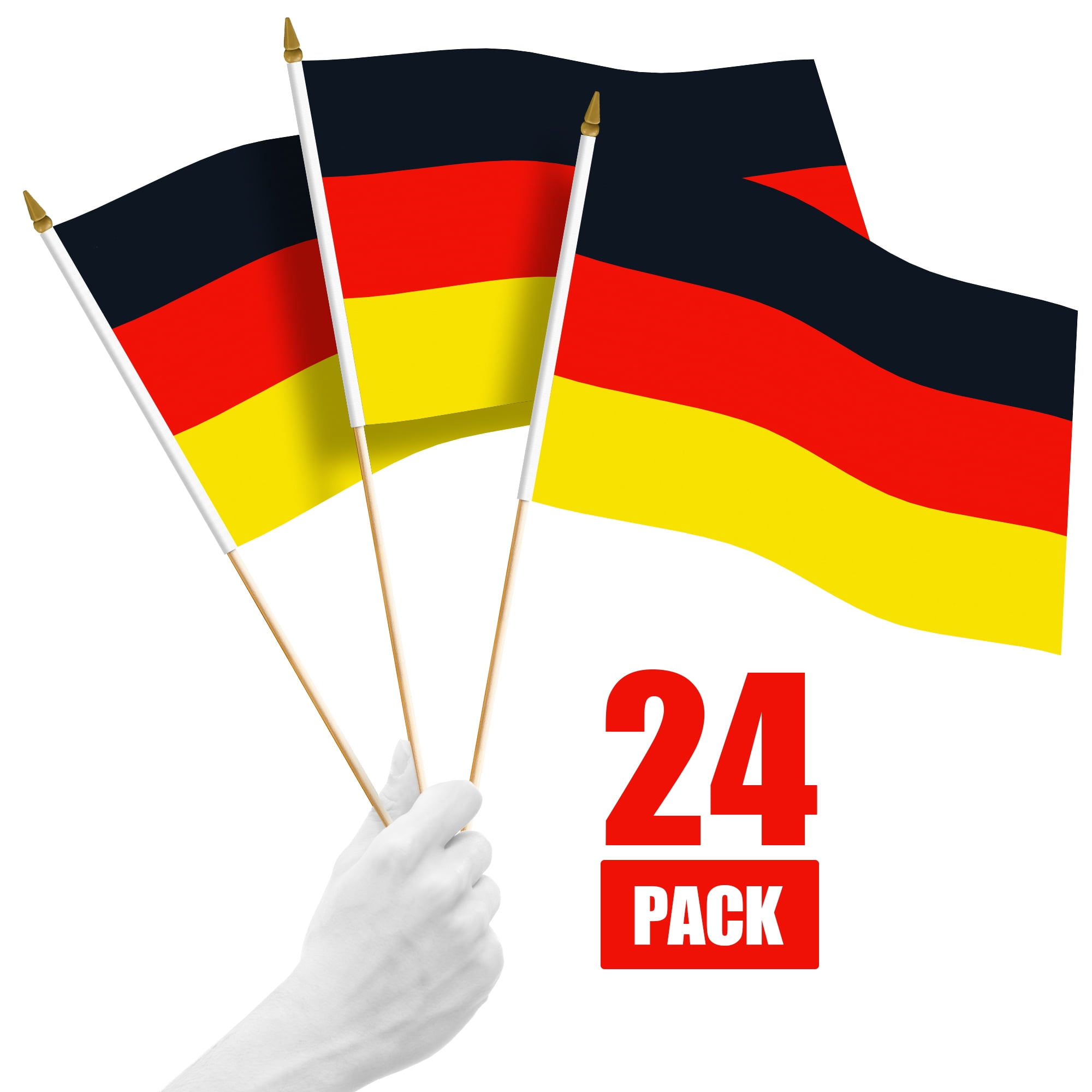 G128 24 Pack Handheld Germany German Stick Flags | 12x18 In | Printed ...