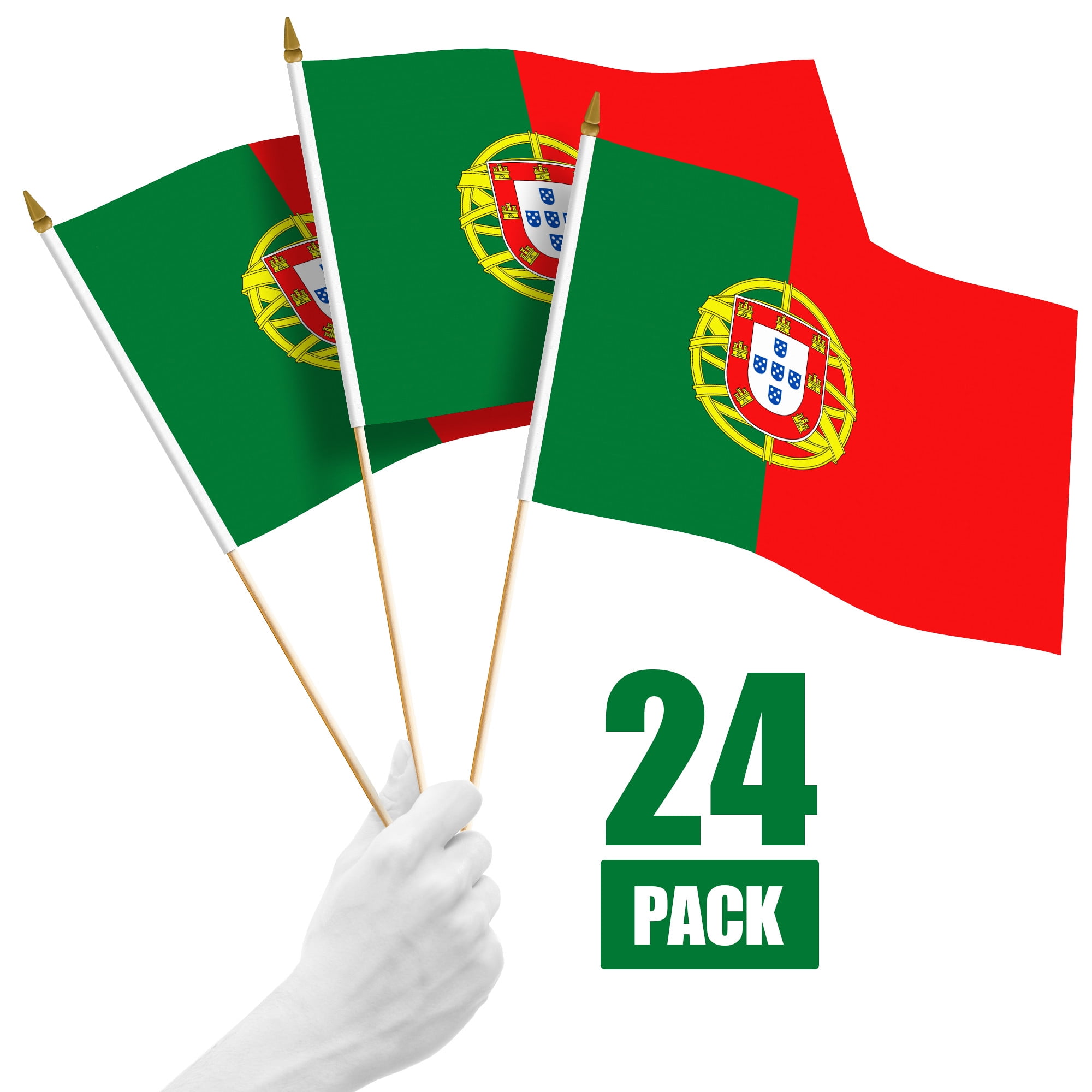 G128 24 Pack Handheld Portugal Portuguese Stick Flags | 12x18 In ...