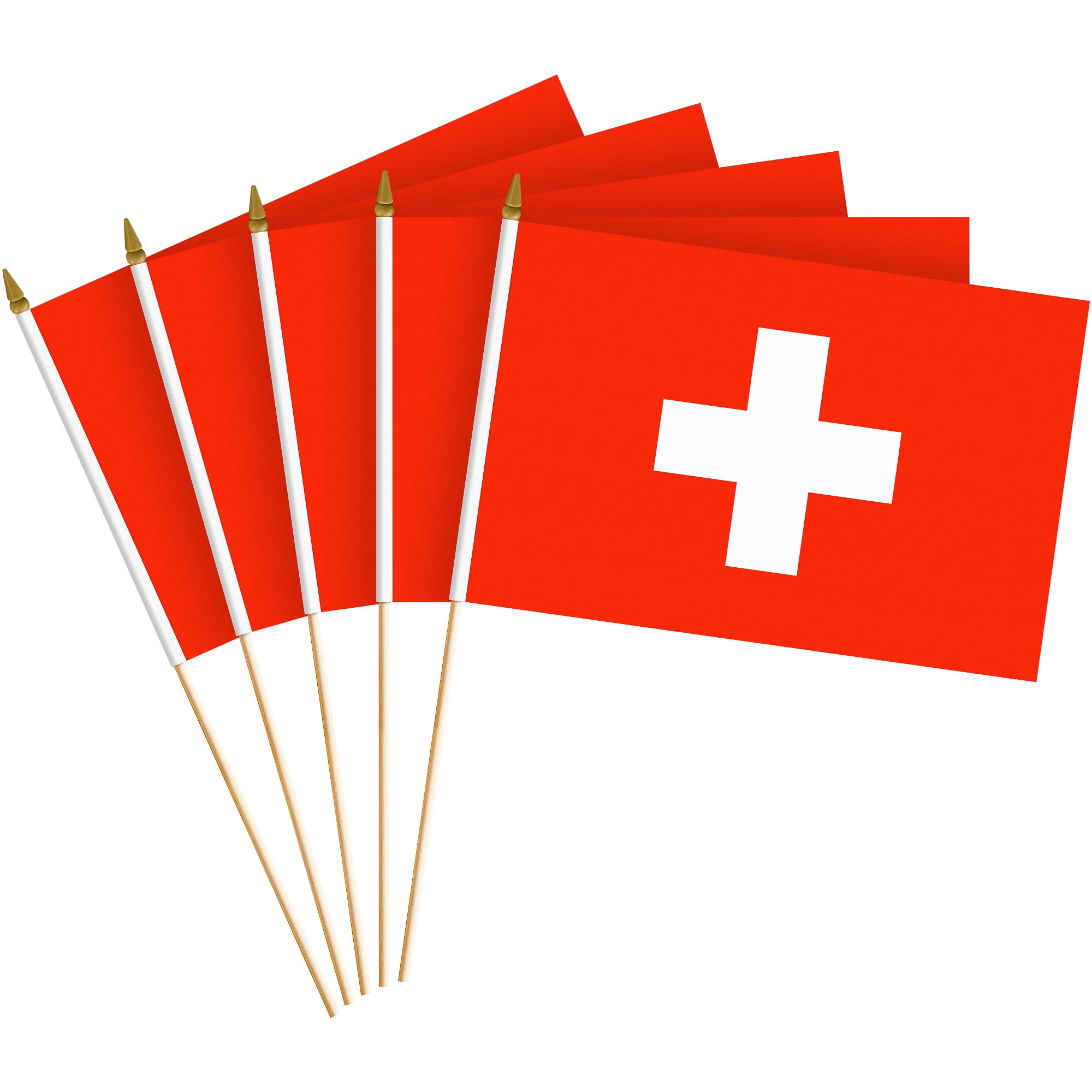 G128 24 Pack Handheld Switzerland Swiss Stick Flags | 8x12 In | Printed ...