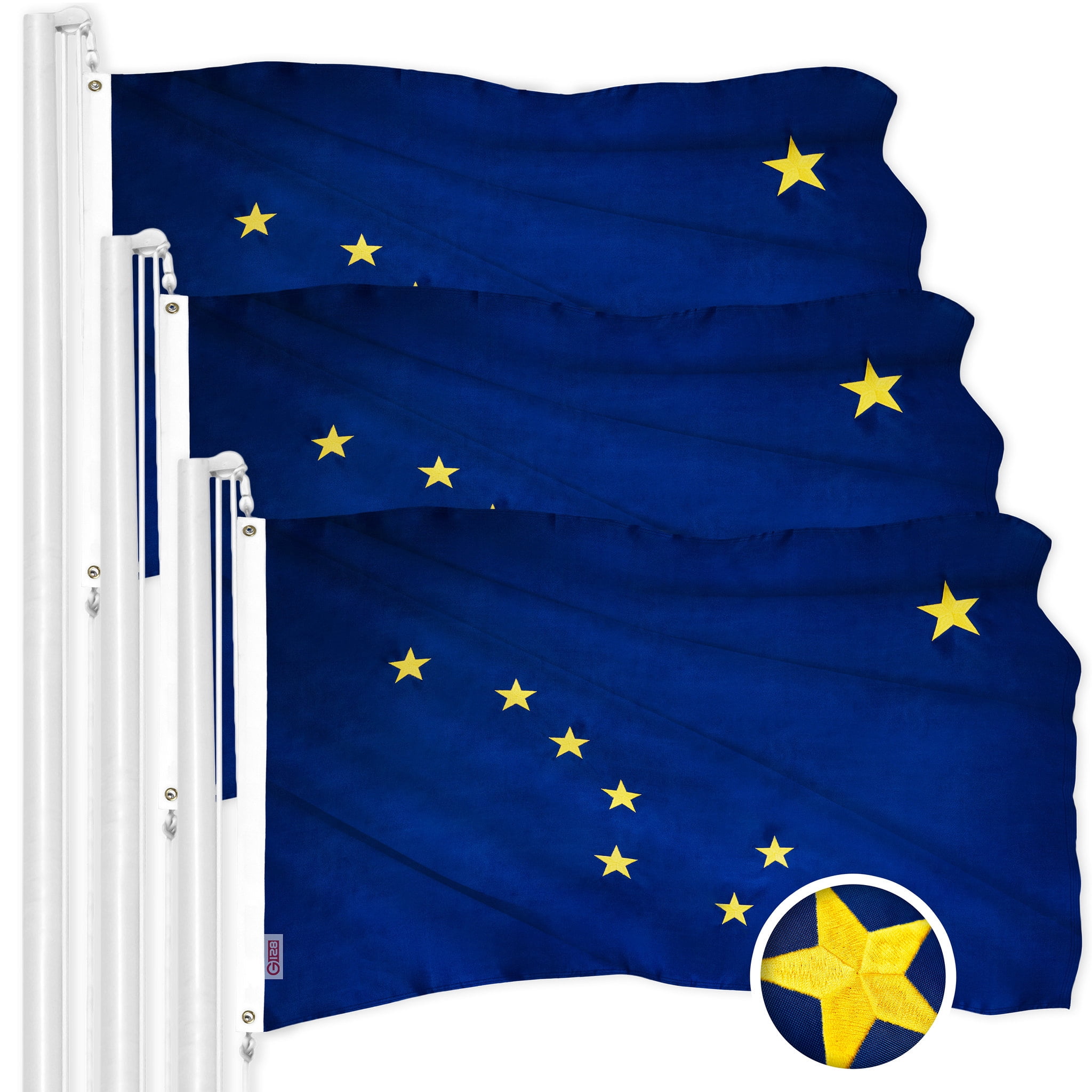 G128 3 Pack: Alaska AK State Flag | 2x3 Ft | ToughWeave Series ...