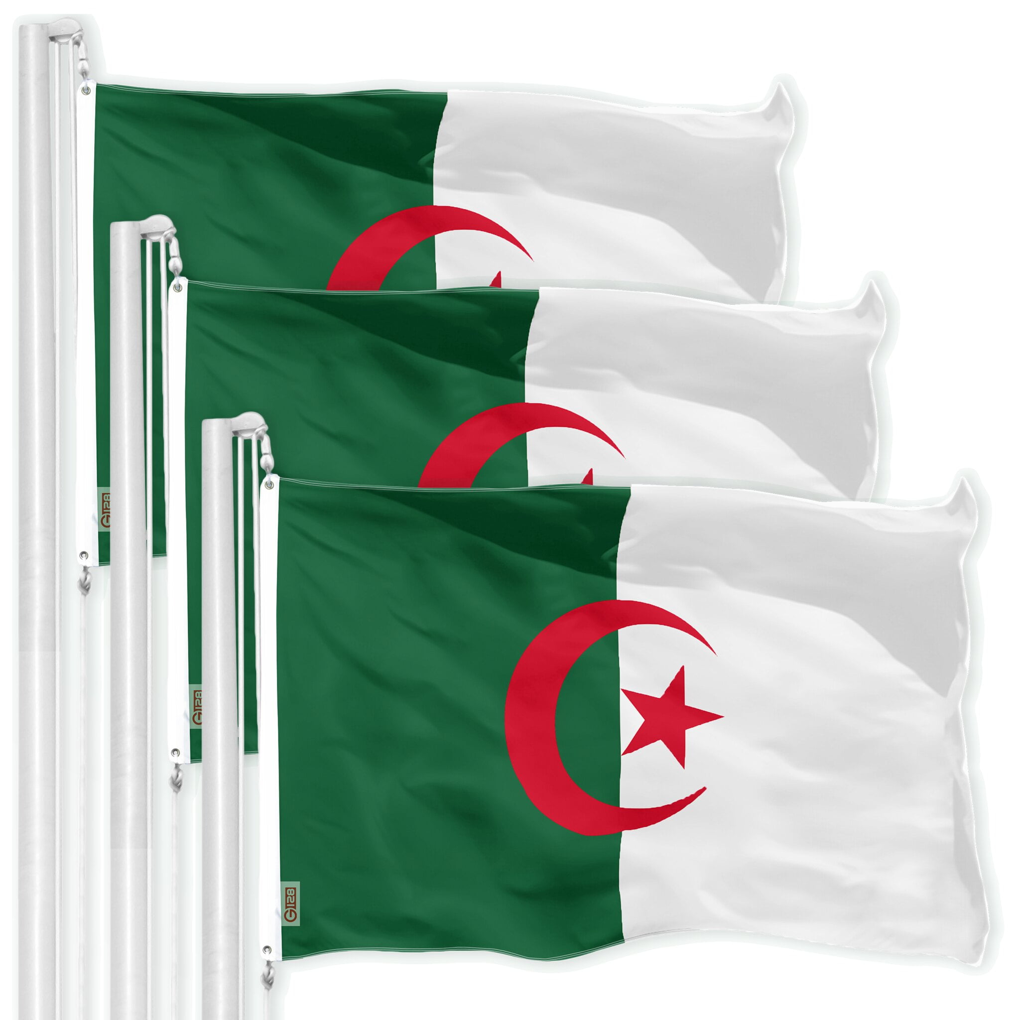 G128 3 Pack: Algeria Algerian Flag | 3x5 Ft | LiteWeave Pro Series ...