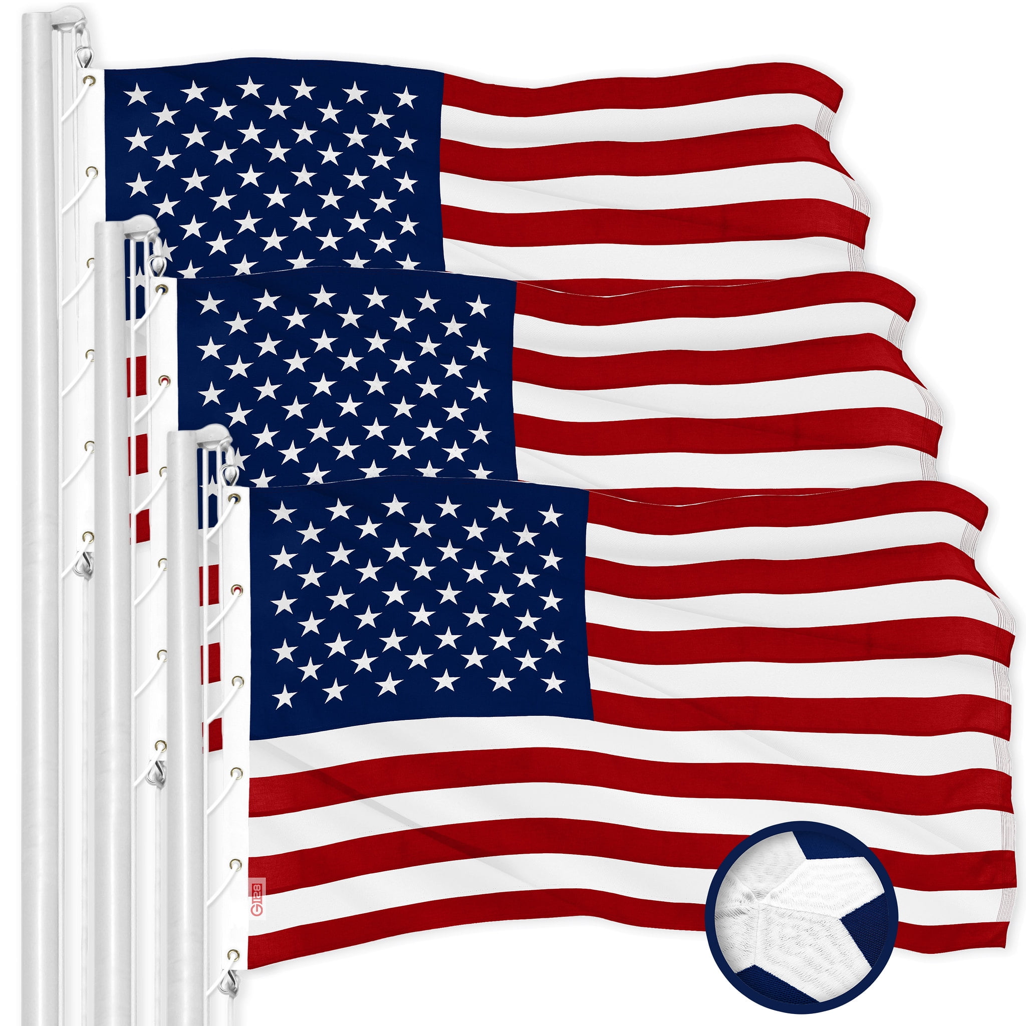 G128 3 Pack: American USA Flag | 20x38 Ft | ToughWeave Series ...