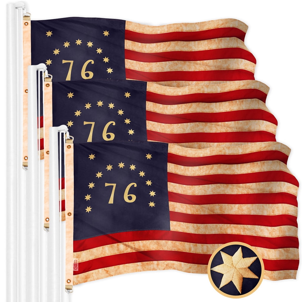 G128 3 Pack: Bennington 76 Tea-Stained Flag | 5x8 Ft | ToughWeave Pro ...