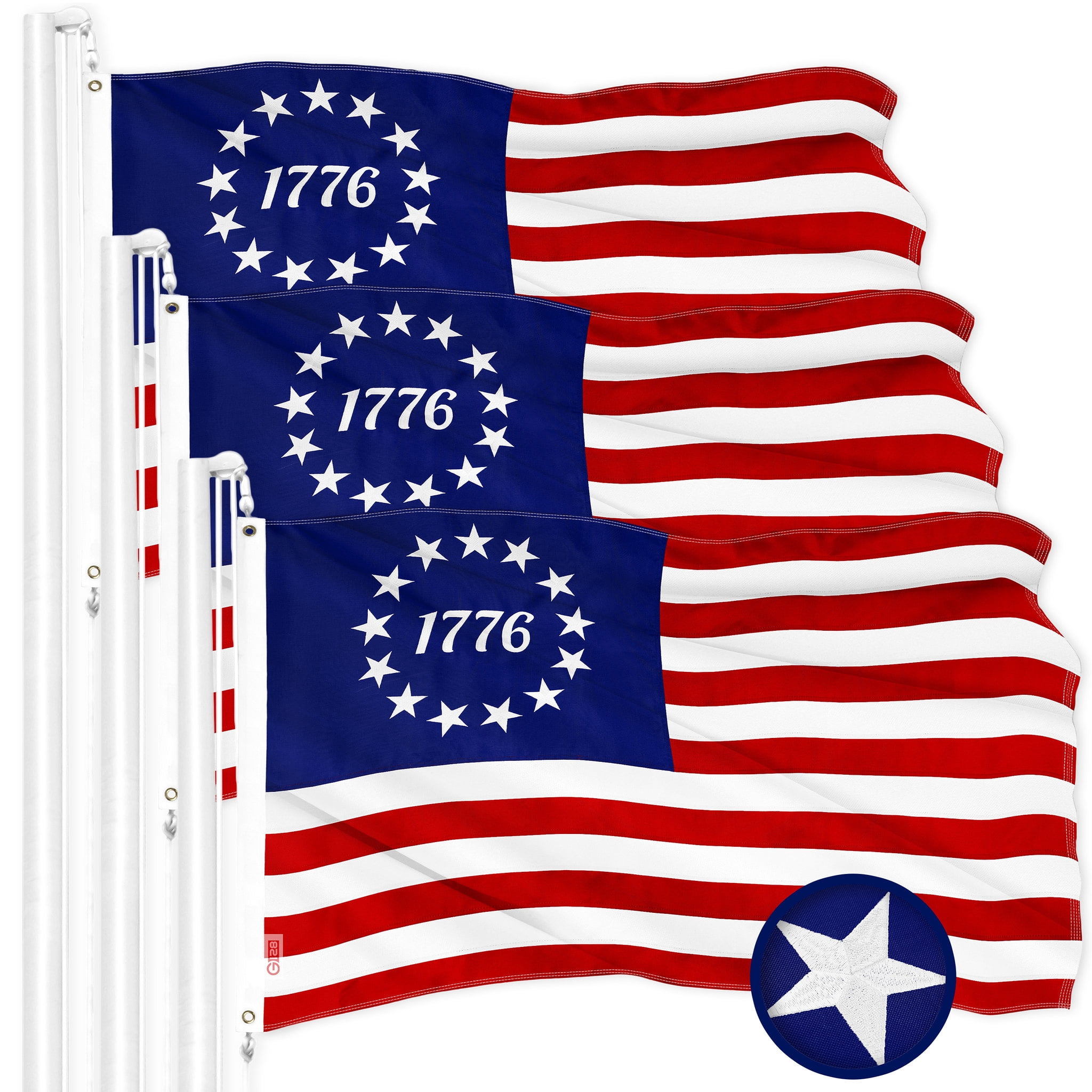 G128 3 Pack: Betsy Ross 1776 Flag | 4x6 Ft | ToughWeave Series ...