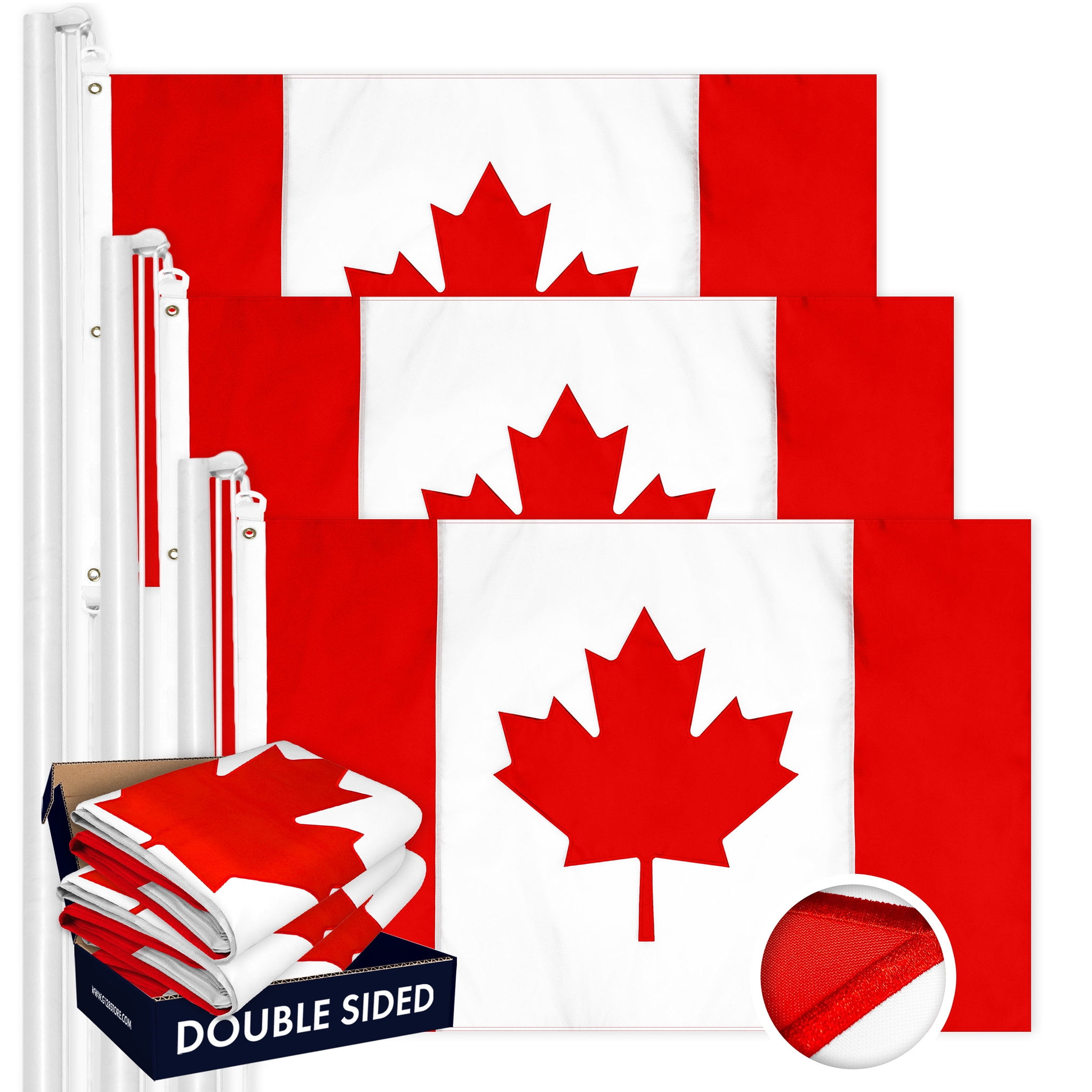 G128 3 Pack: Canada Canadian Flag | 5x8 Ft | Double ToughWeave Series ...