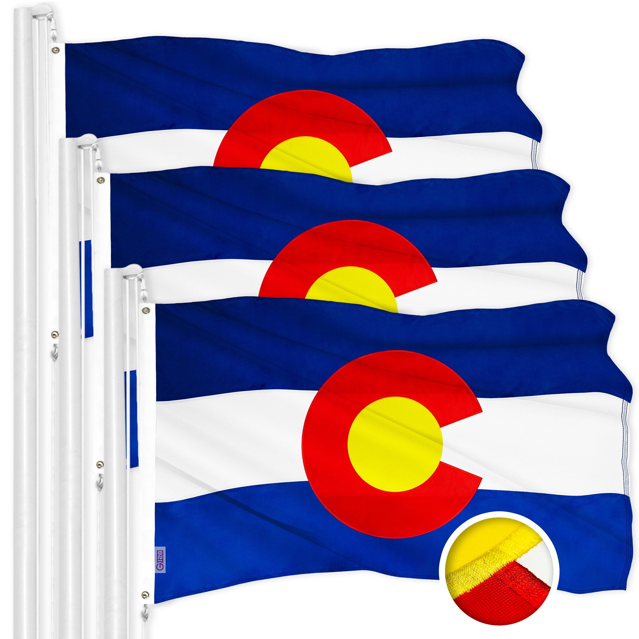 G128 3 Pack: Colorado CO State Flag | 2x3 Ft | ToughWeave Series ...