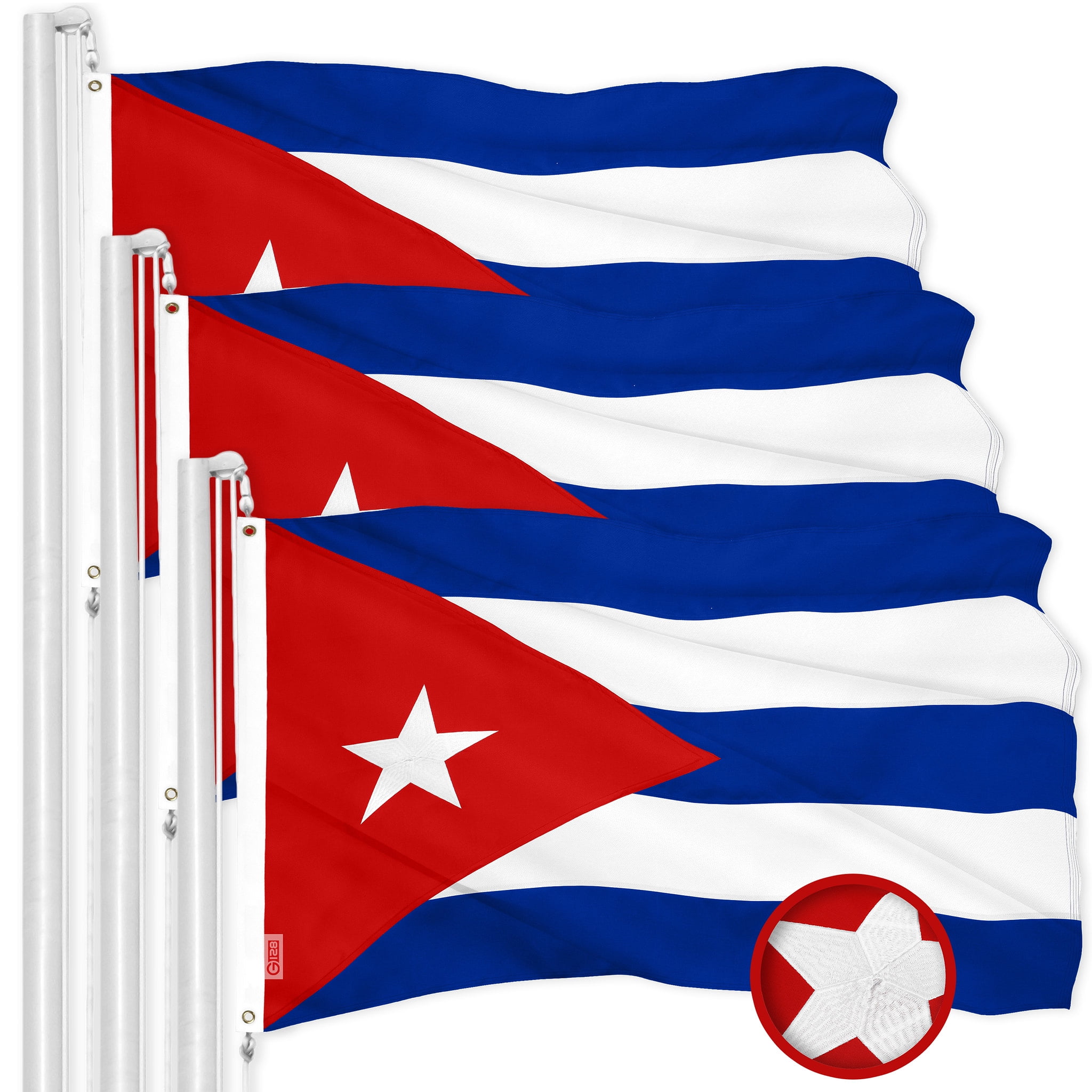 G128 3 Pack: Cuba Cuban Flag | 3x5 Ft | ToughWeave Series Embroidered ...