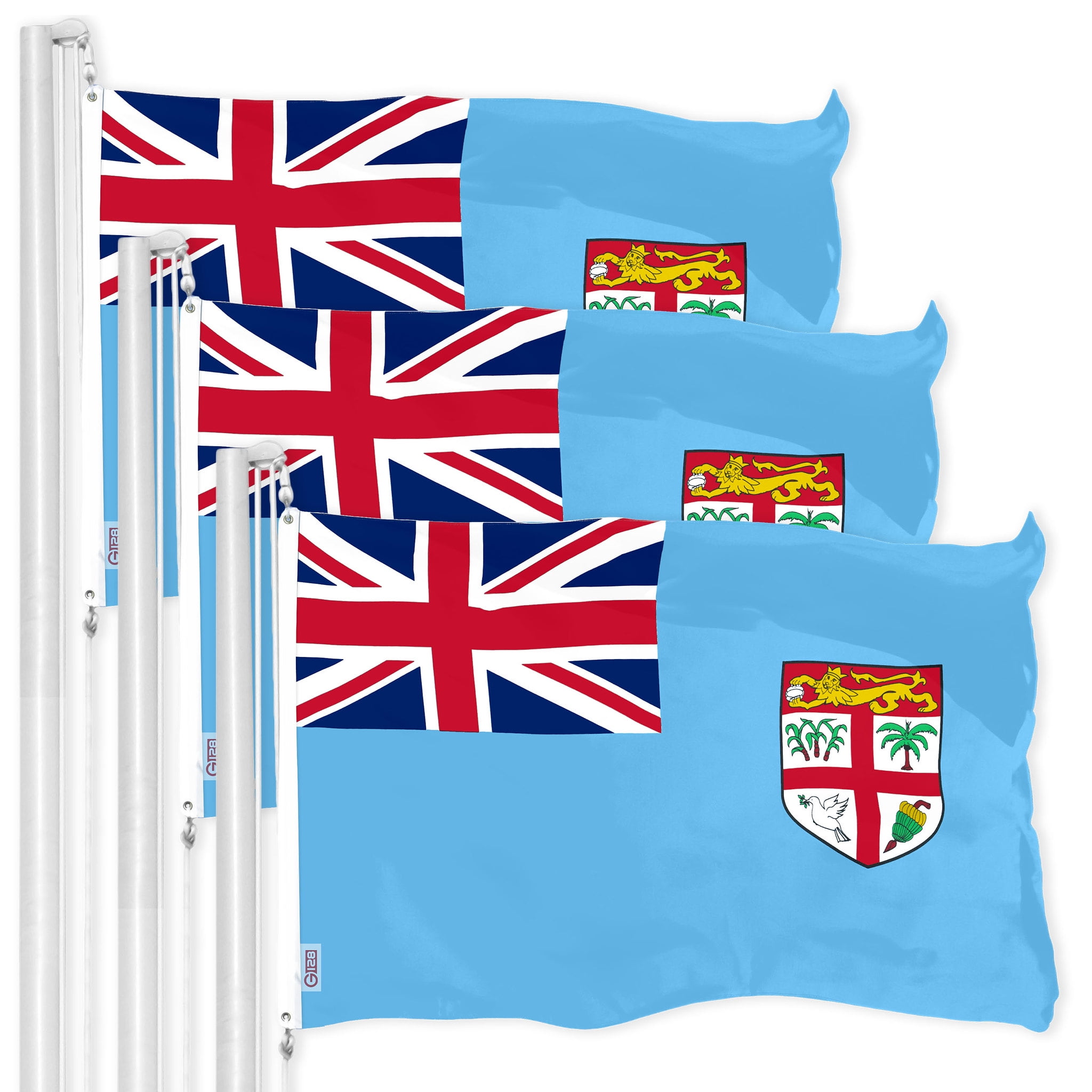 G128 3 Pack: Fiji Fijian Flag | 3x5 Ft | LiteWeave Pro Series Printed ...