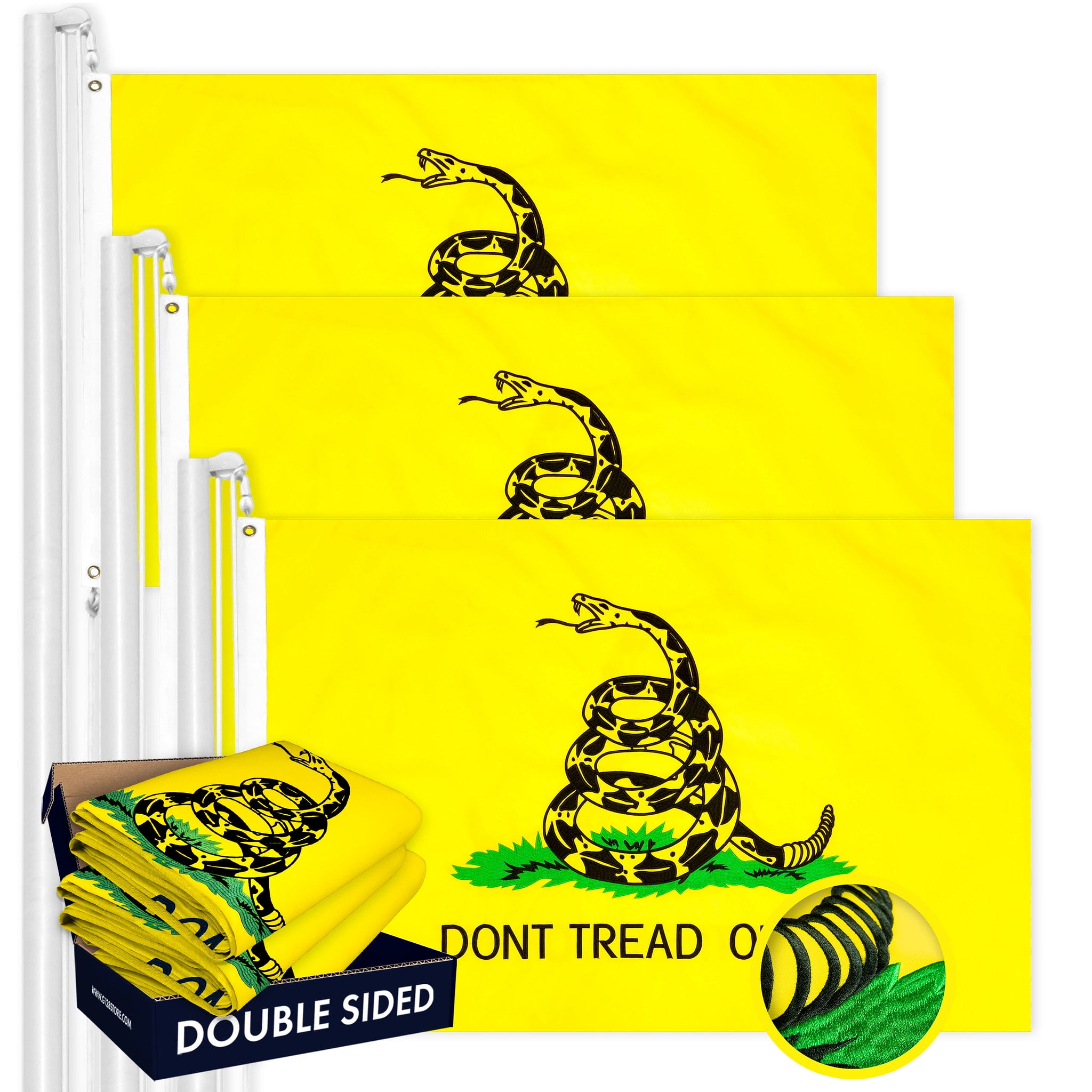 G128 3 Pack: Gadsden Don't Tread On Me Flag | 20x30 In | Double ...