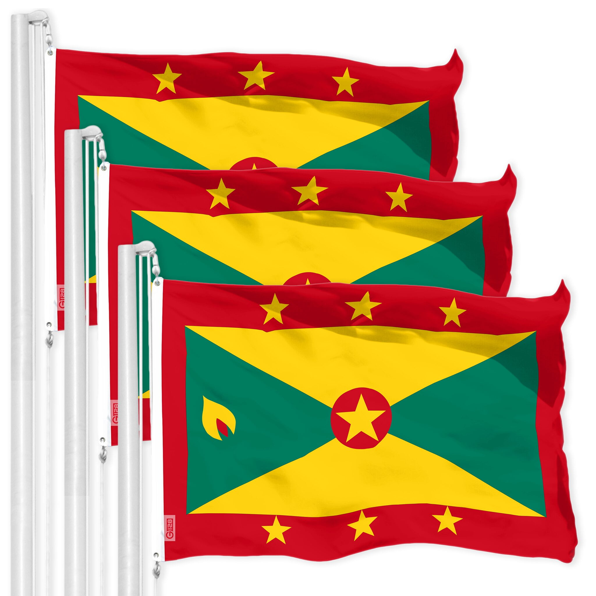 G128 3 Pack: Grenada Grenadian Flag | 3x5 Ft | LiteWeave Pro Series ...