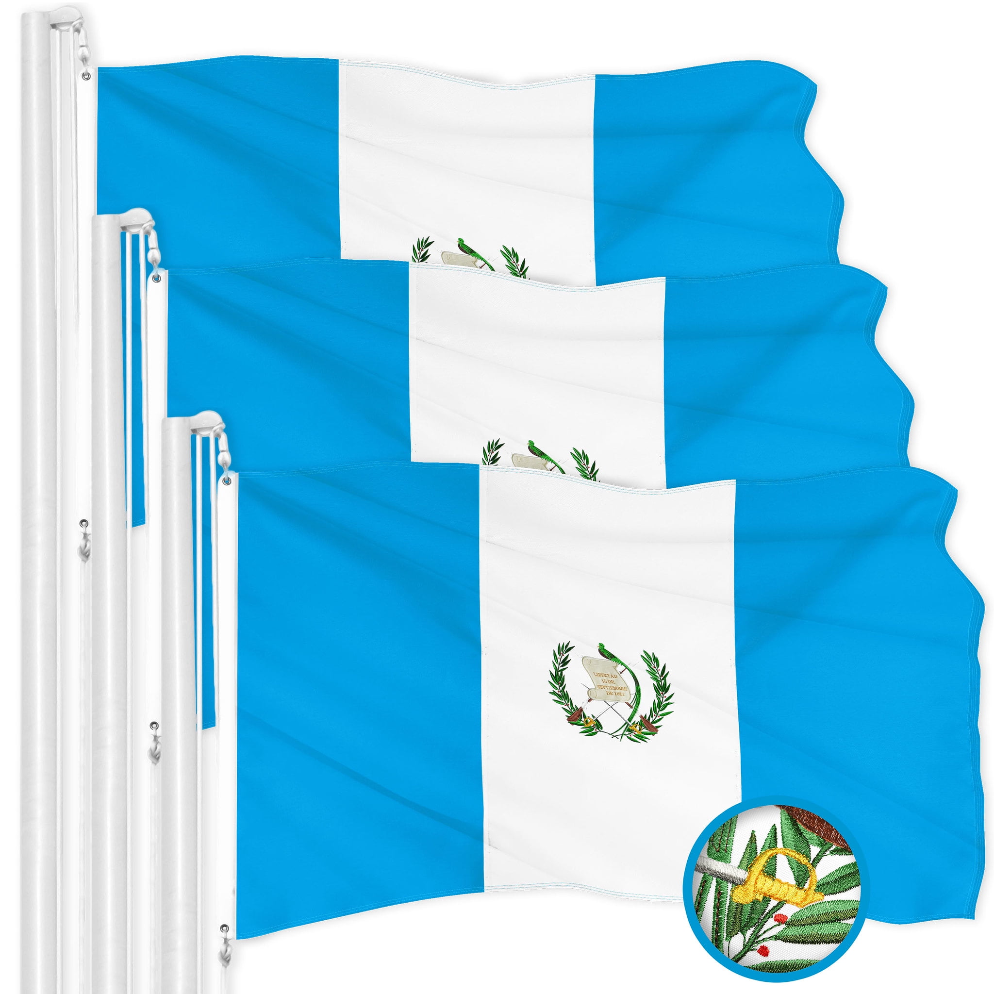 G128 3 Pack Guatemala Guatemalan Flag | 3x5 Ft | ToughWeave Series ...