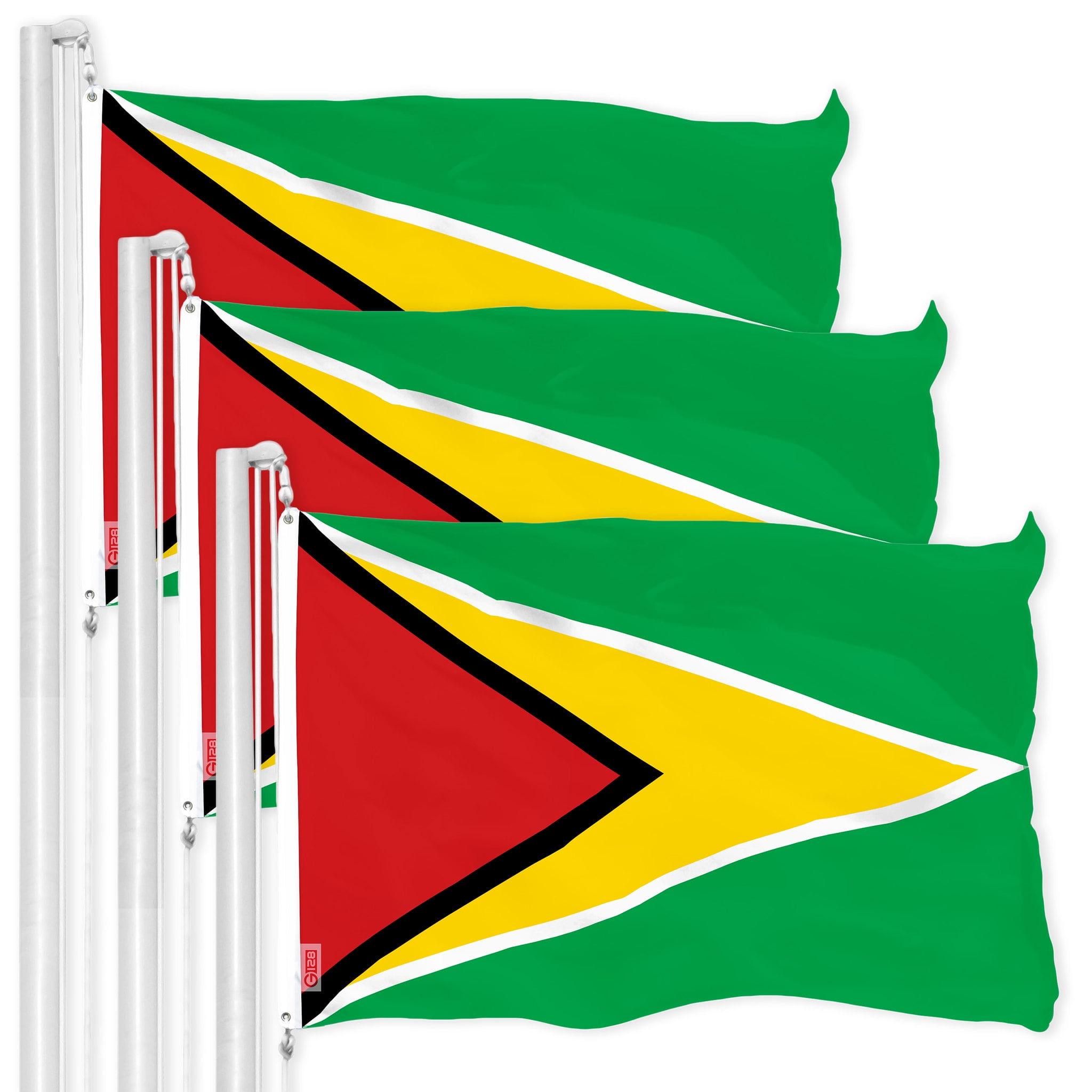 G128 3 Pack: Guyana Guyanese Flag | 3x5 Ft | LiteWeave Pro Series ...