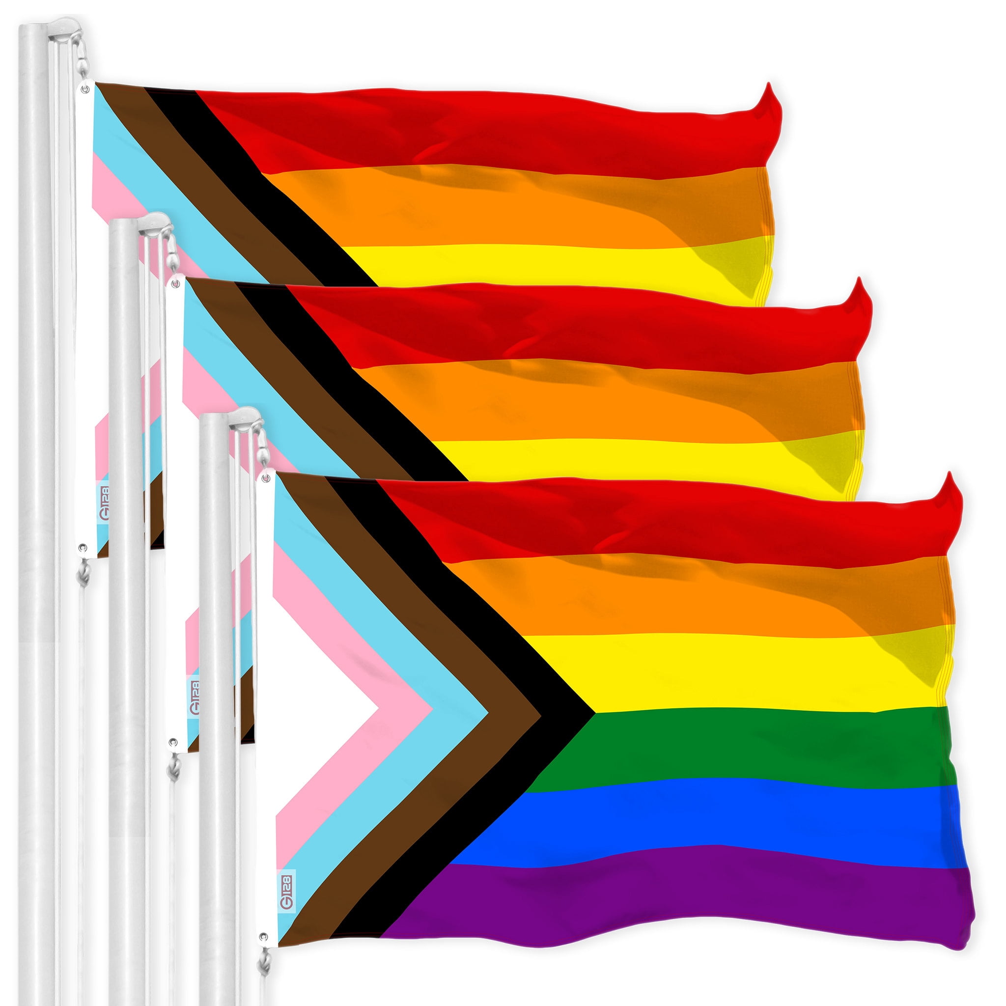 G128 3 Pack: LGBT Progress Rainbow Pride Flag | 3x5 Ft | LiteWeave Pro ...