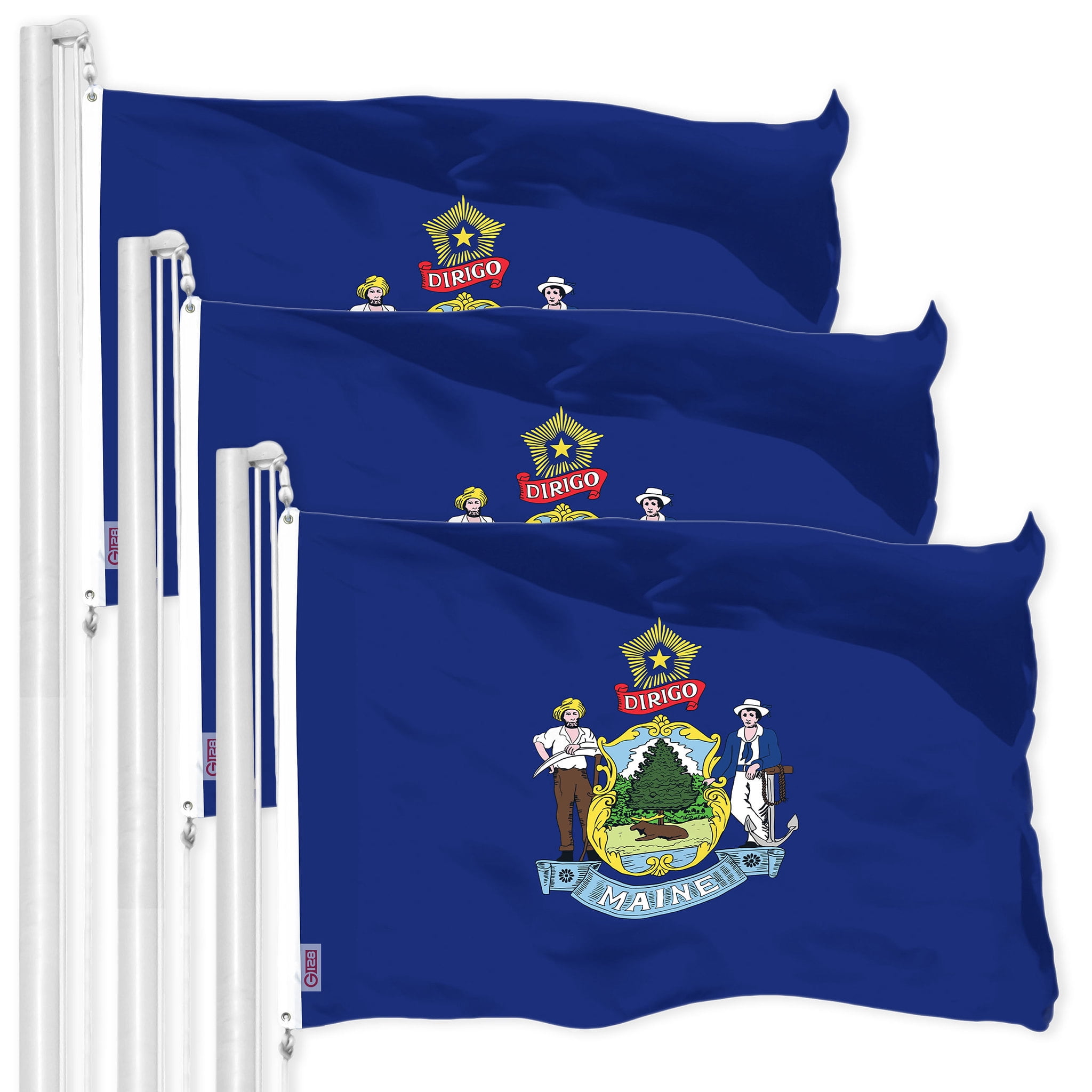 G128 3 Pack: Maine ME State Flag | 3x5 Ft | LiteWeave Pro Series ...