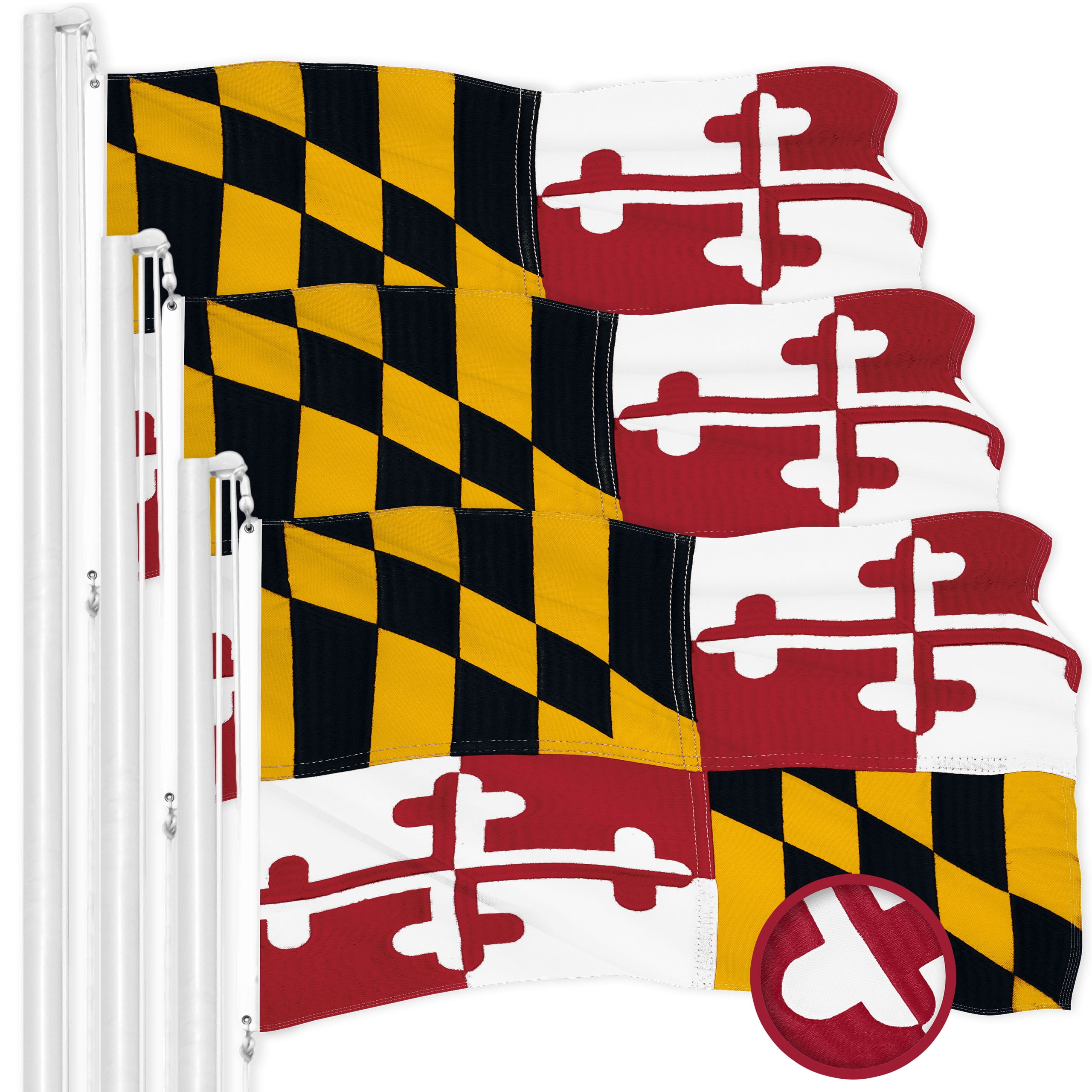 G128 3 Pack: Maryland MD State Flag | 1x1.5 Ft | ToughWeave Series ...