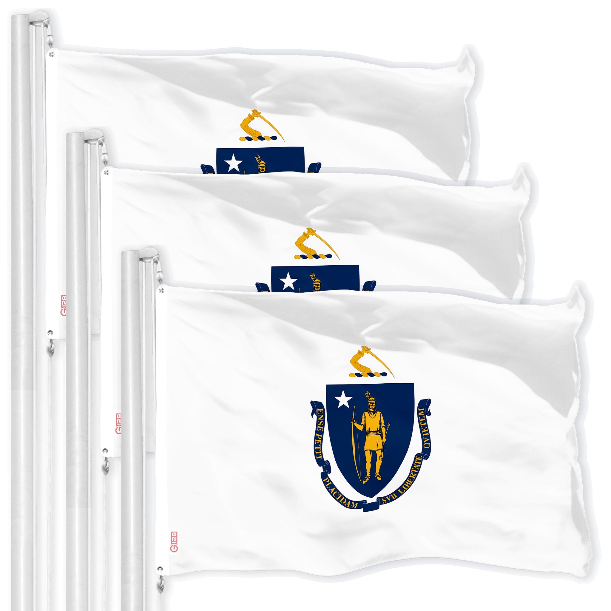 G128 3 Pack: Massachusetts MA State Flag | 3x5 Ft | LiteWeave Pro ...