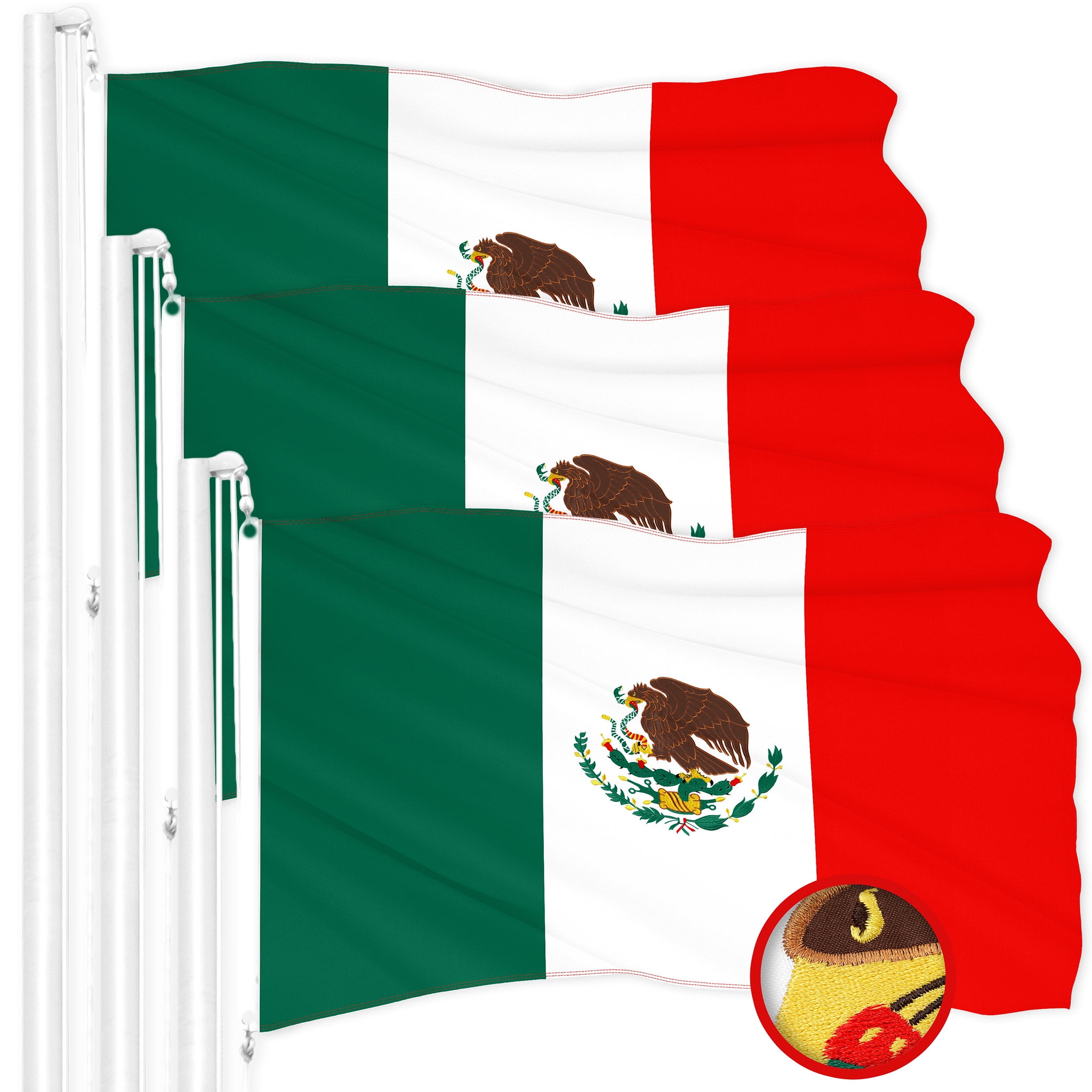 G128 3 Pack: Mexico Mexican Flag | 2.5x4 Ft | ToughWeave Series ...